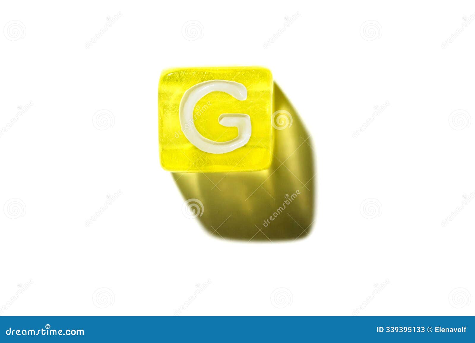 Yellow Block with Letter G Casting Shadow on White Background: Alphabet ...