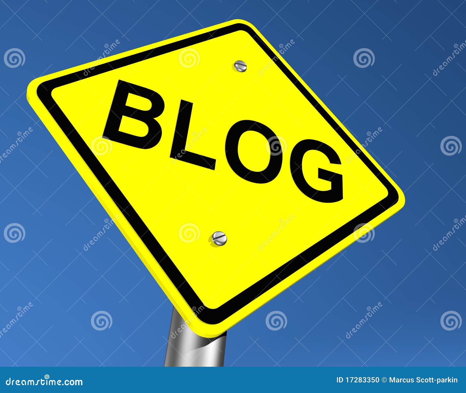 Yellow Blog Road Sign stock illustration. Illustration of sign - 17283350