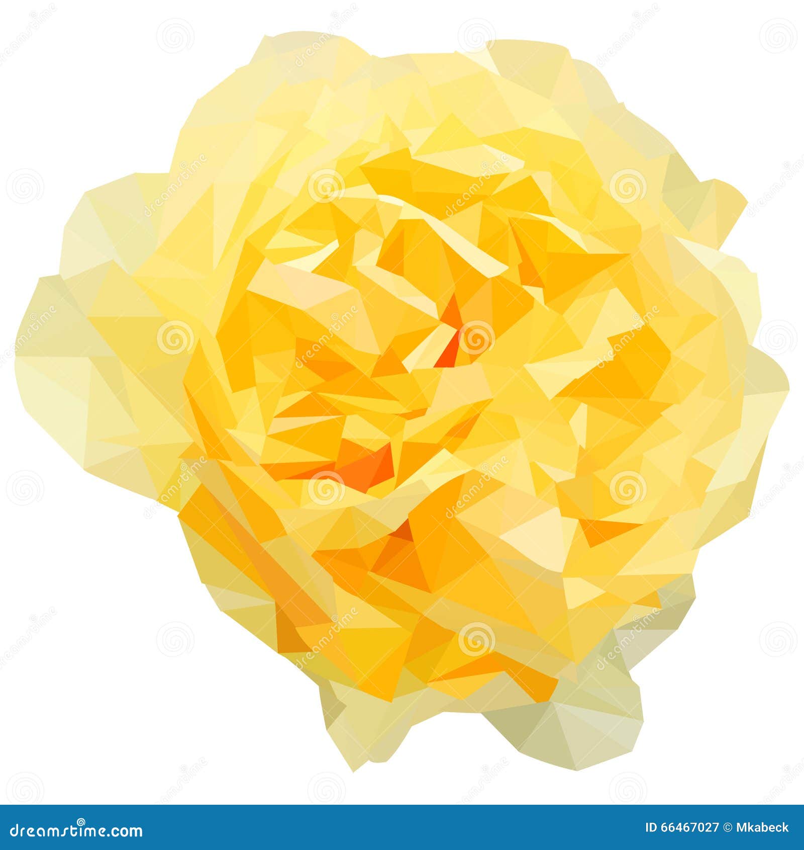 Yellow Bloomed Rose Shaped from Triangles Stock Vector - Illustration ...