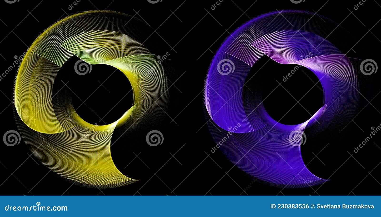 The Yellow and Blue Arc-shaped Striped Elements Create Circular Frames ...