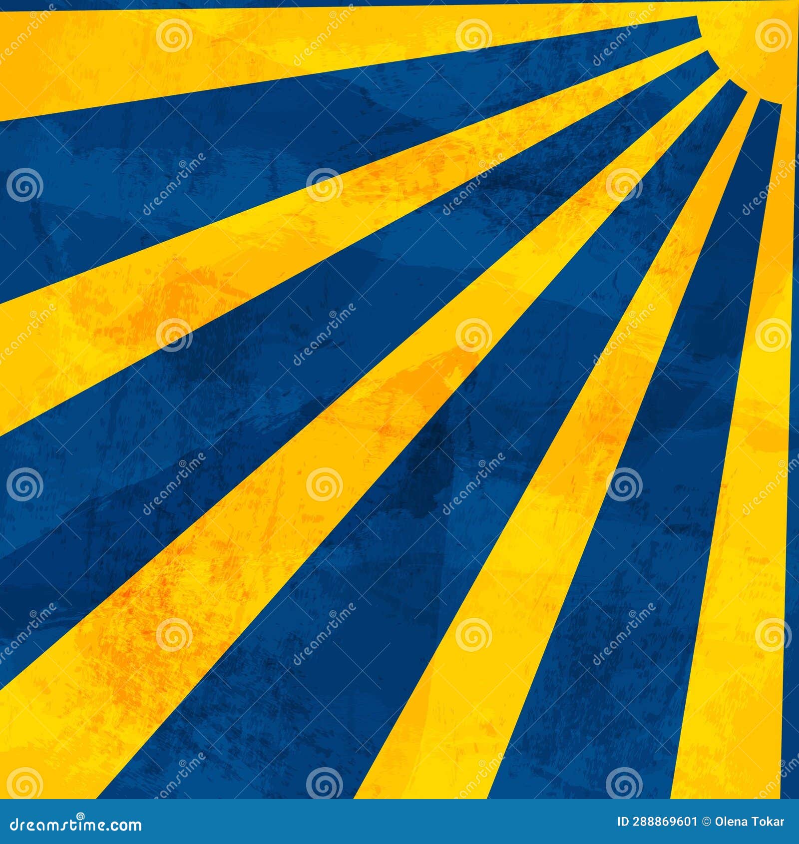 Yellow Blue Background Sun Rays Retro Grunge 60-70 Years. Abstract ...