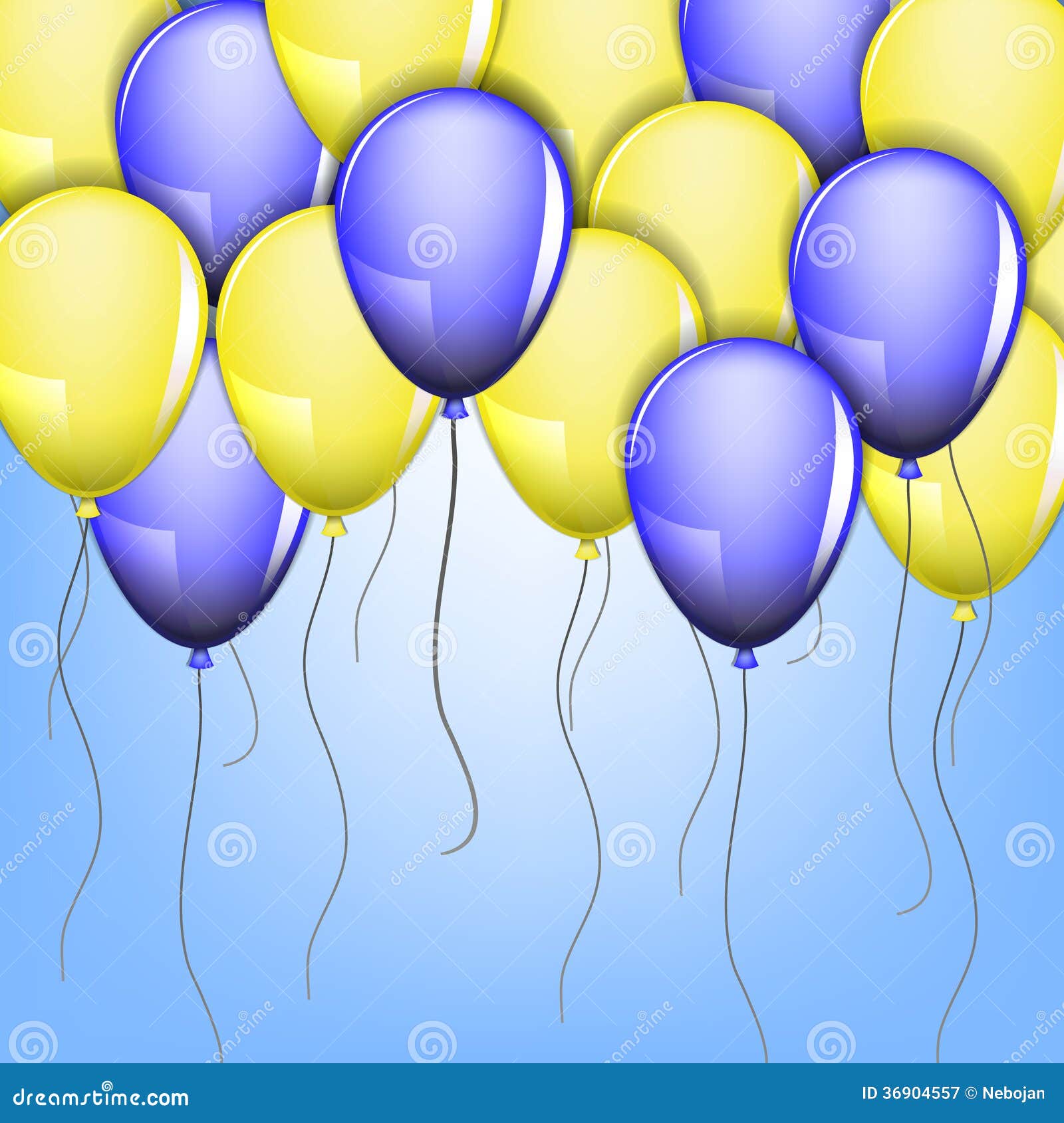 Yellow and blue balloons stock vector. Illustration of children - 36904557