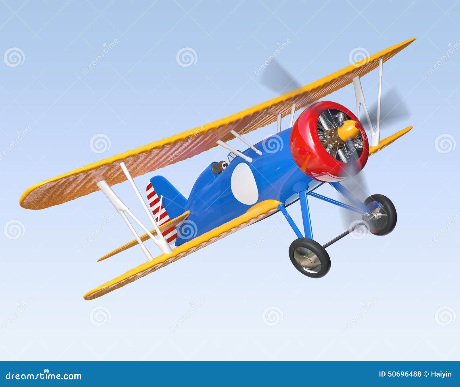Yellow and Blue Biplane Flying in the Sky Stock Photo - Image of ...