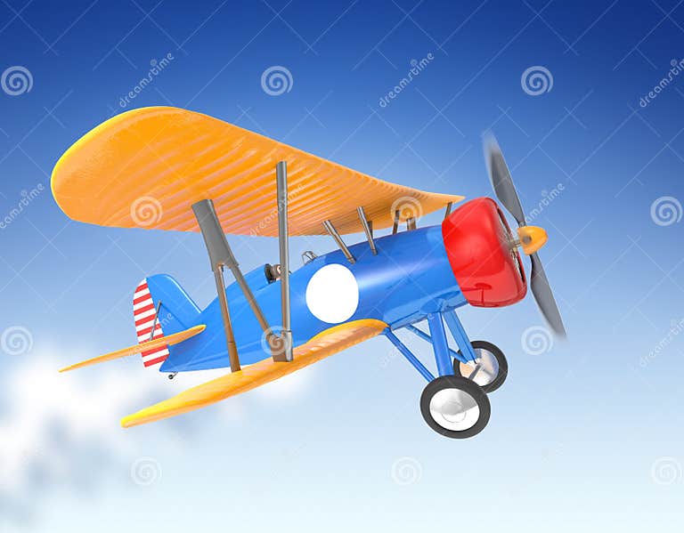 Yellow and Blue Biplane Flying in the Sky Stock Image - Image of ...