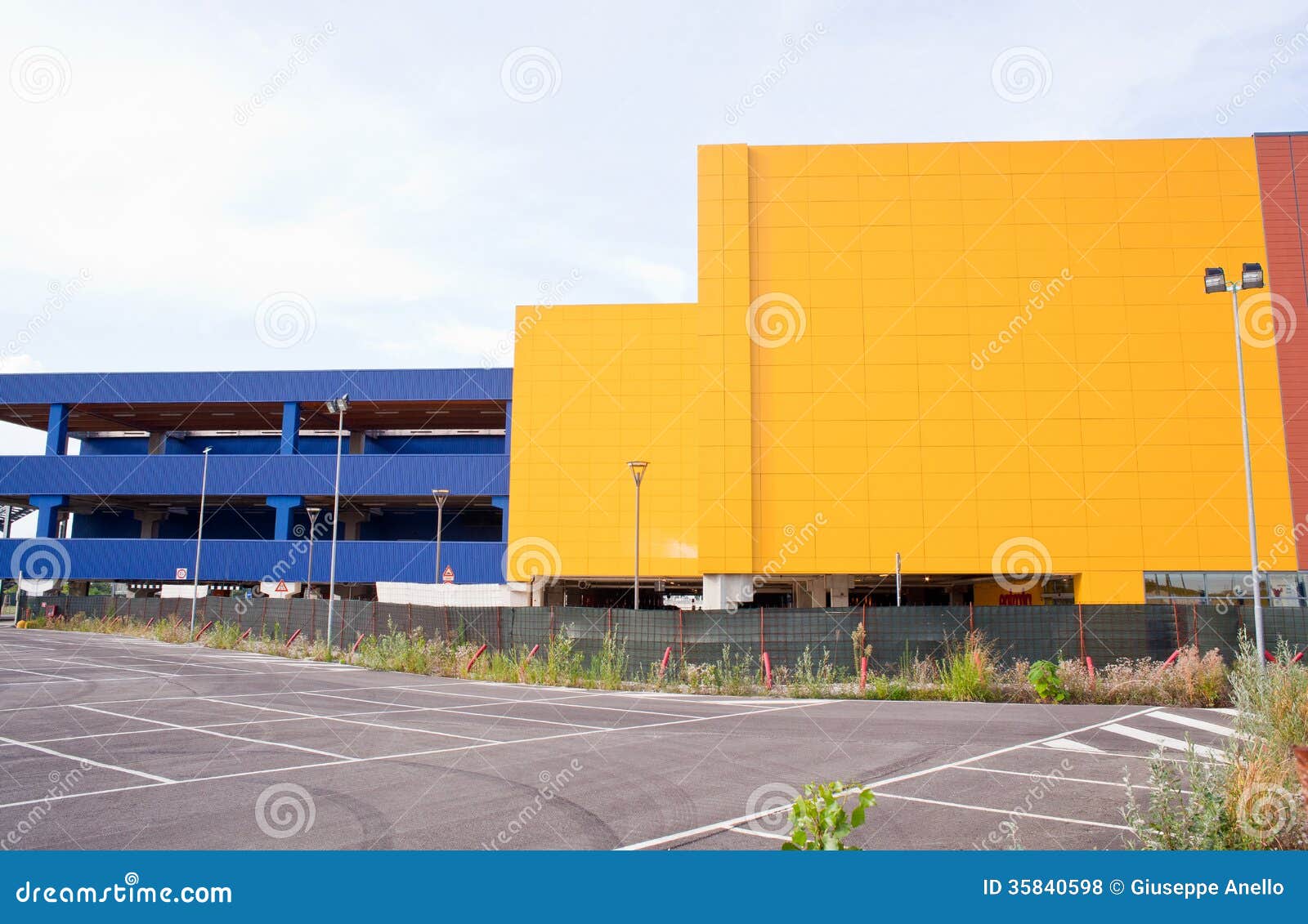 Yellow and blue building stock photo. Image of modern - 35840598