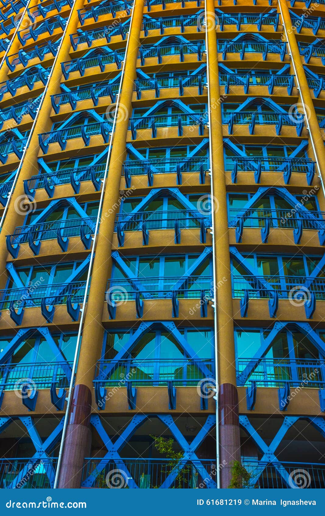 Yellow and blue building stock image. Image of detail - 61681219