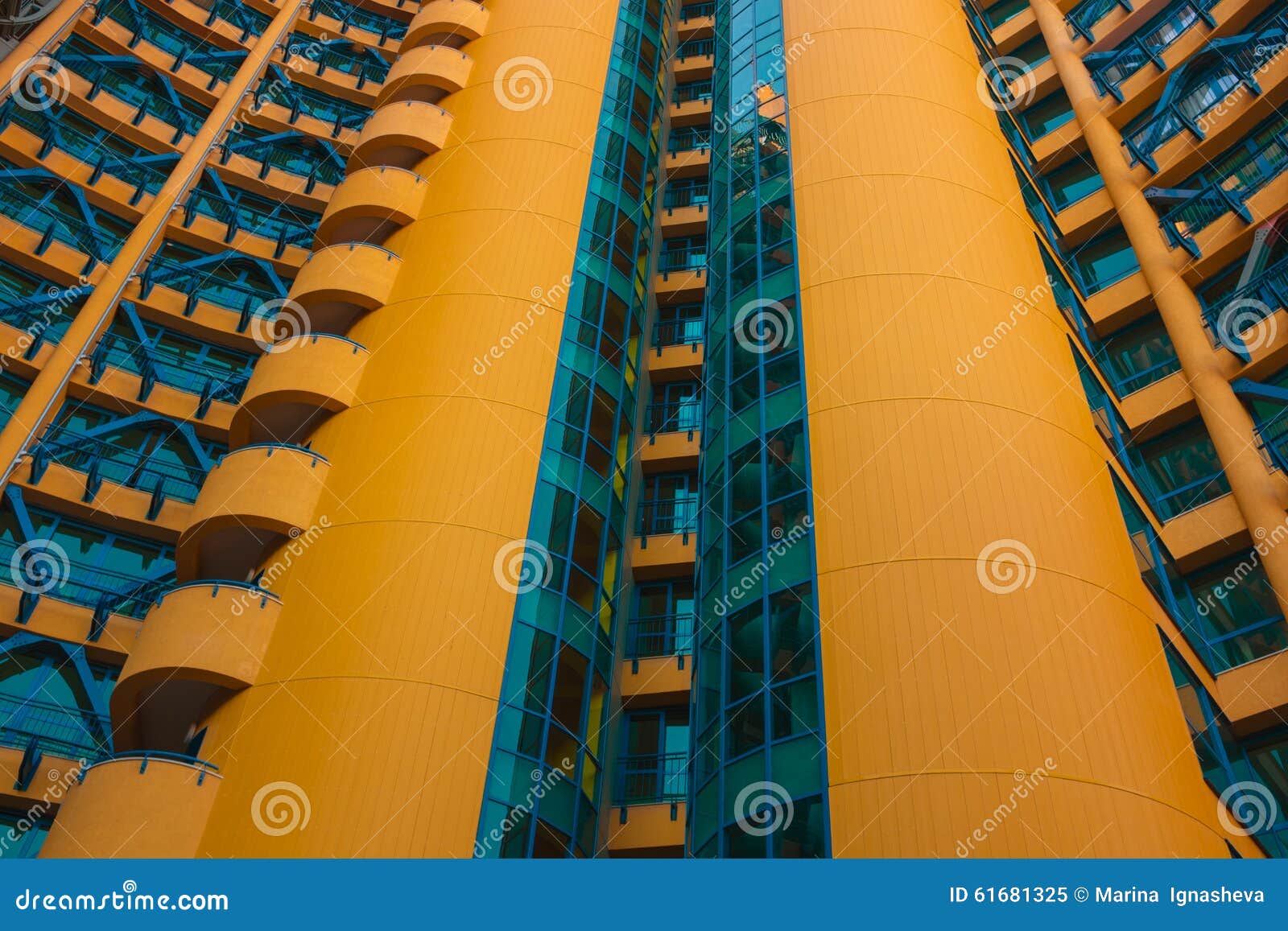 Yellow and blue building stock image. Image of landmark - 61681325