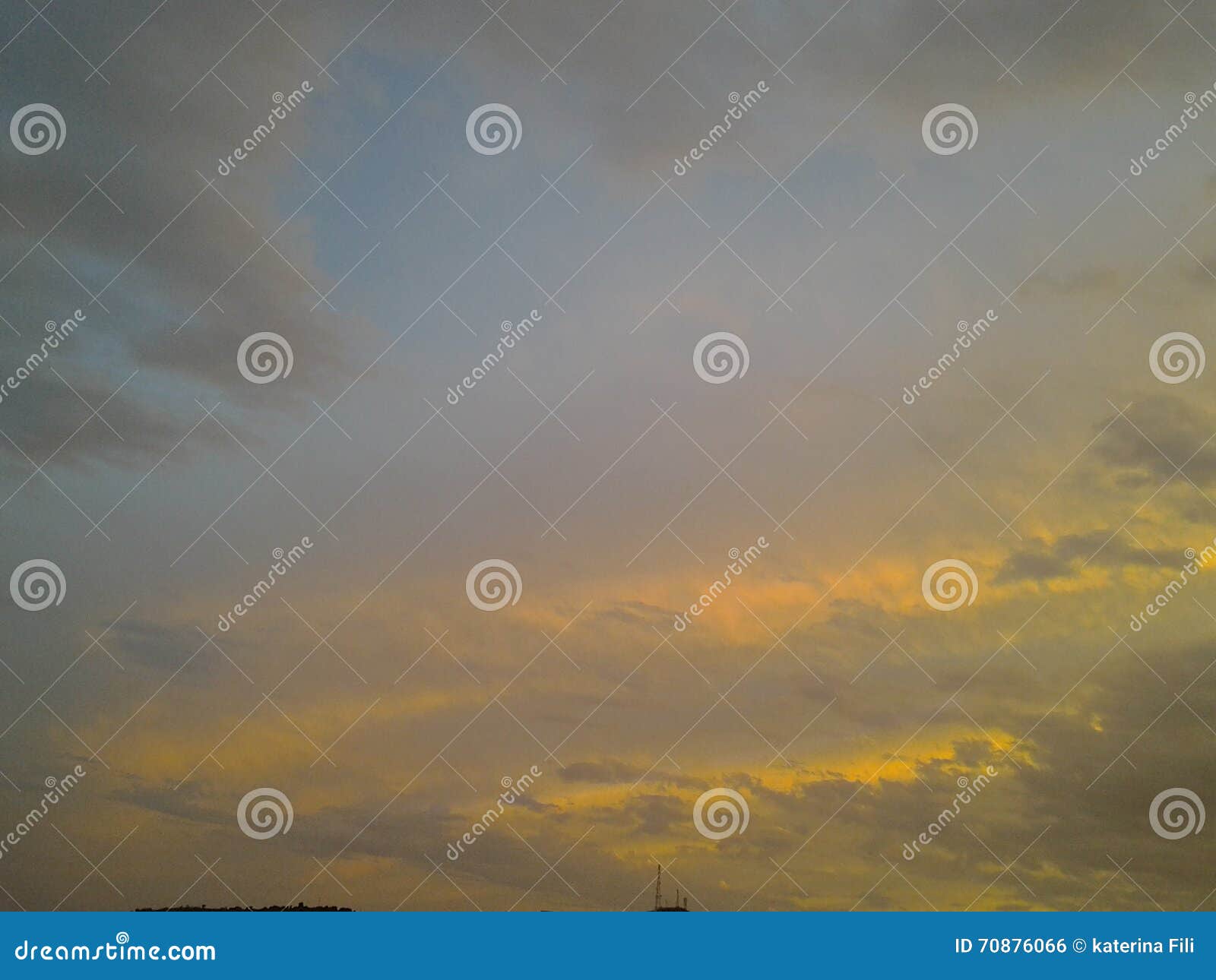 Yellow Blue Clouds Sky Sunset Stock Photo - Image of cloudy, yellow ...
