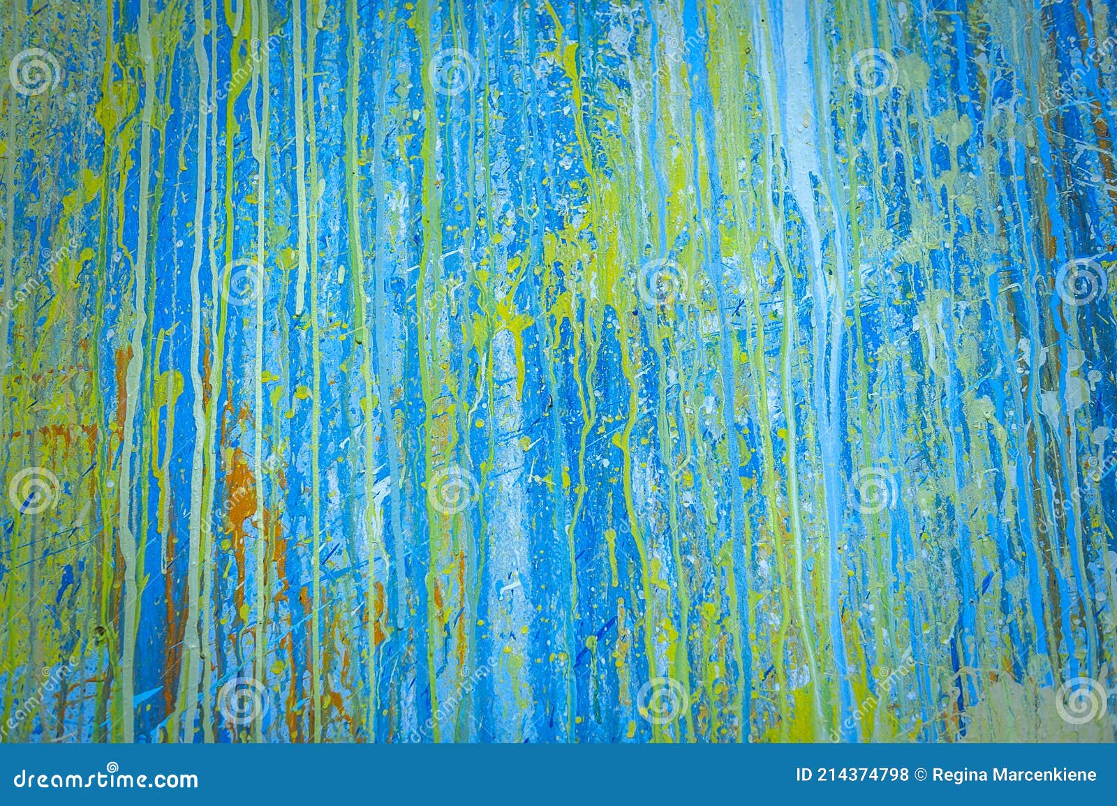 Yellow and Blue Color Dripping and Spilling Over the Wall. Stock Photo ...