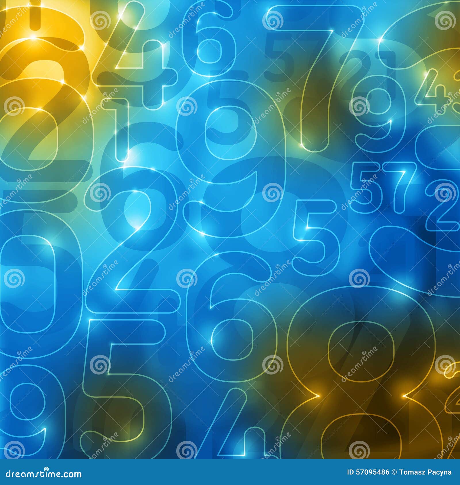 Yellow Blue Glowing Numbers Abstract Background Stock Illustration ...