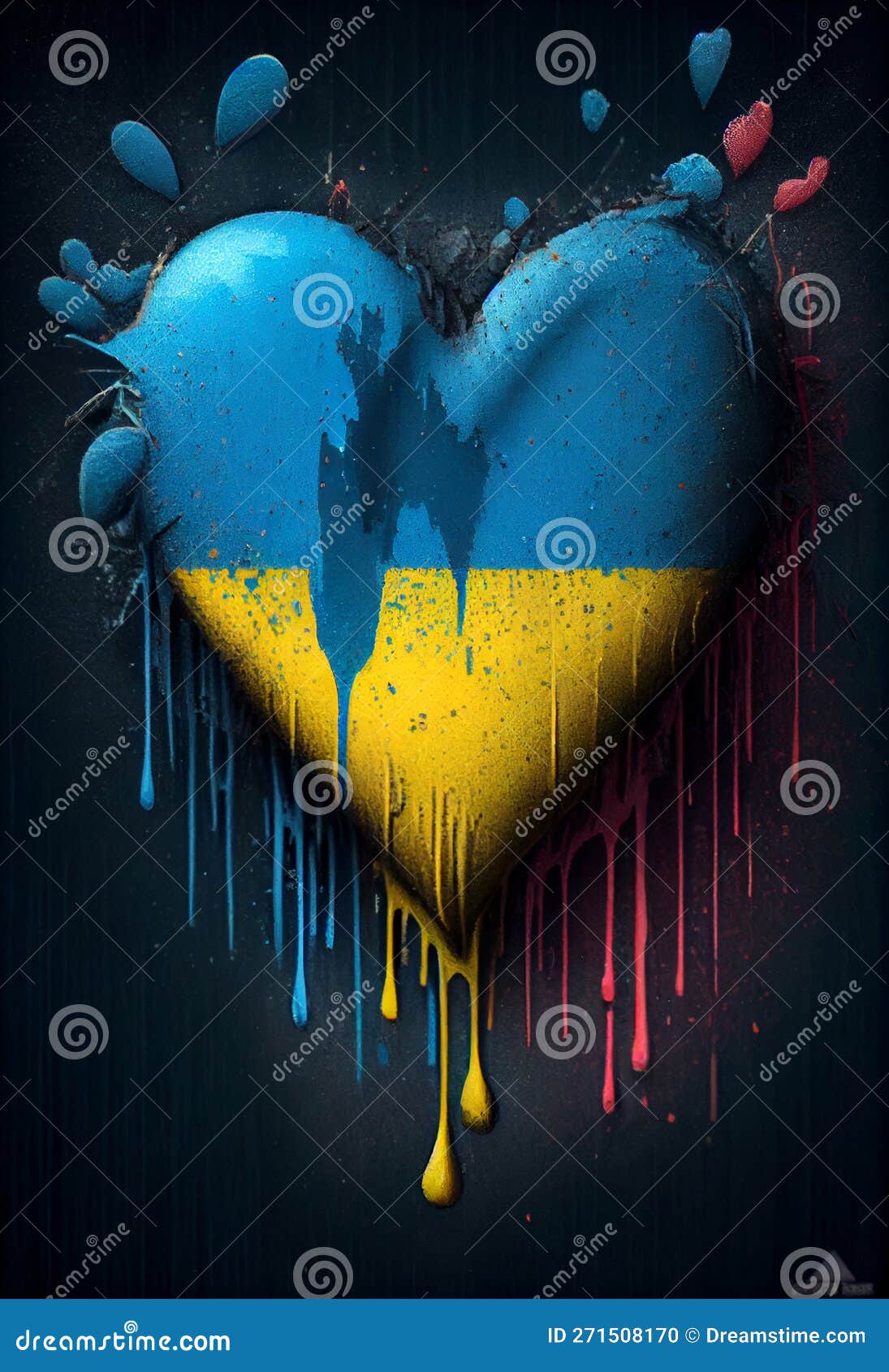 Yellow and Blue Heart Never Gives Up. AI Generated Stock Illustration ...