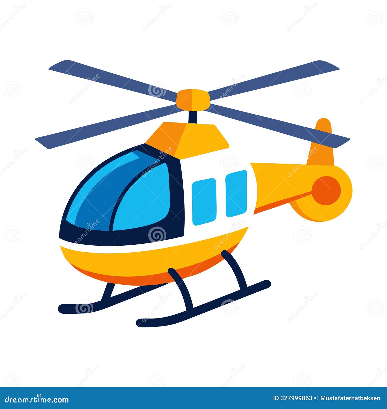 A Yellow and Blue Helicopter with a Blue Window Stock Vector ...