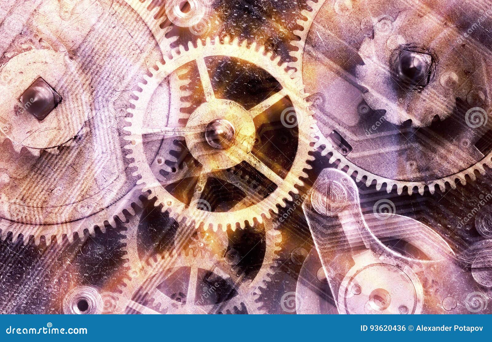 Yellow and Blue Industrial Background with Gears Stock Photo - Image of ...