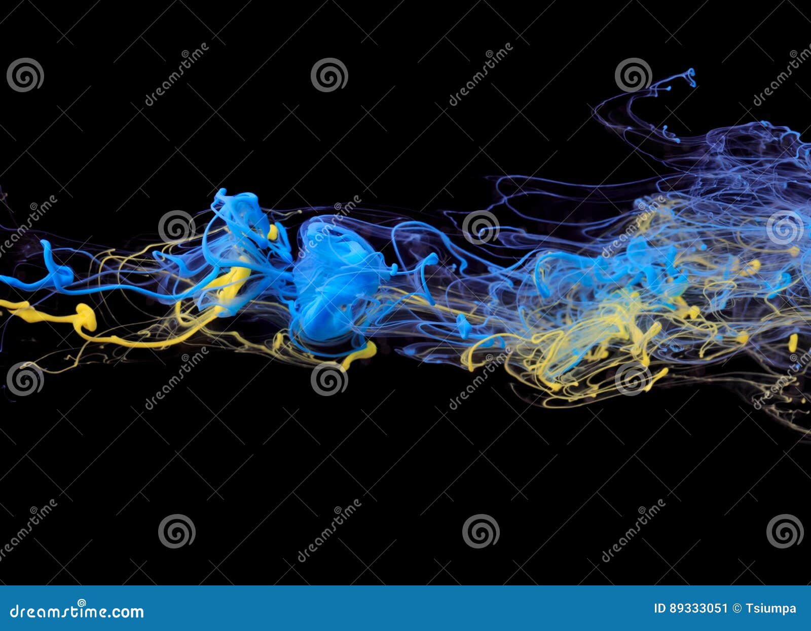 Yellow and Blue Ink in Water Stock Image - Image of color, pattern ...