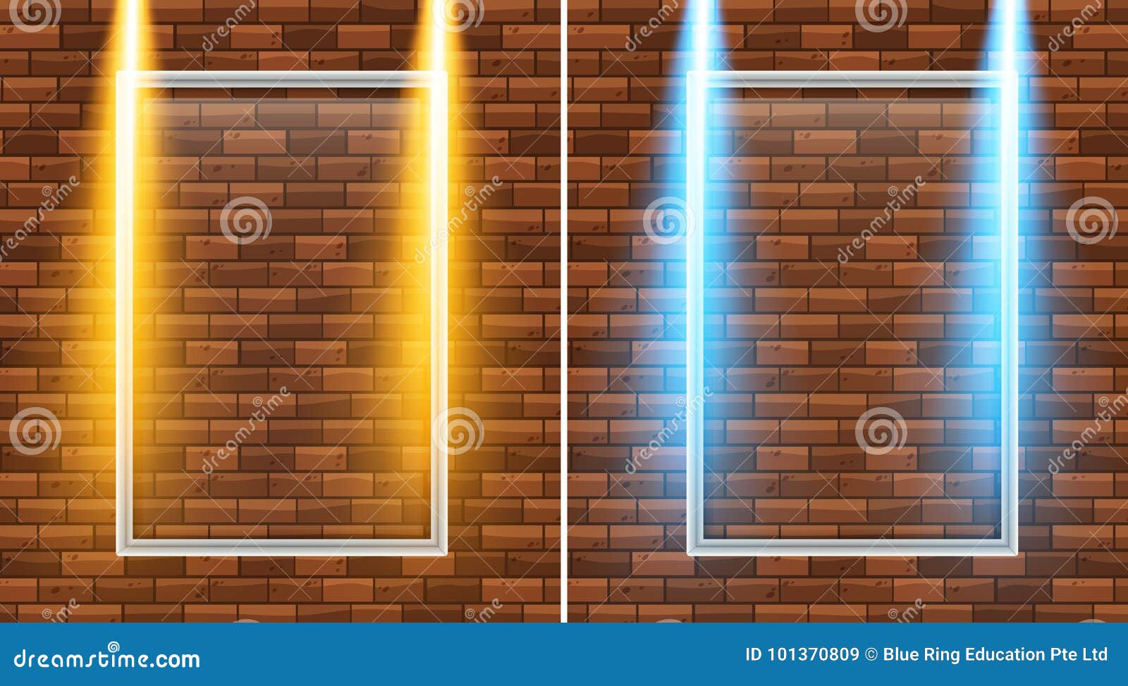 Yellow and Blue Light on Square Frame Stock Illustration - Illustration ...