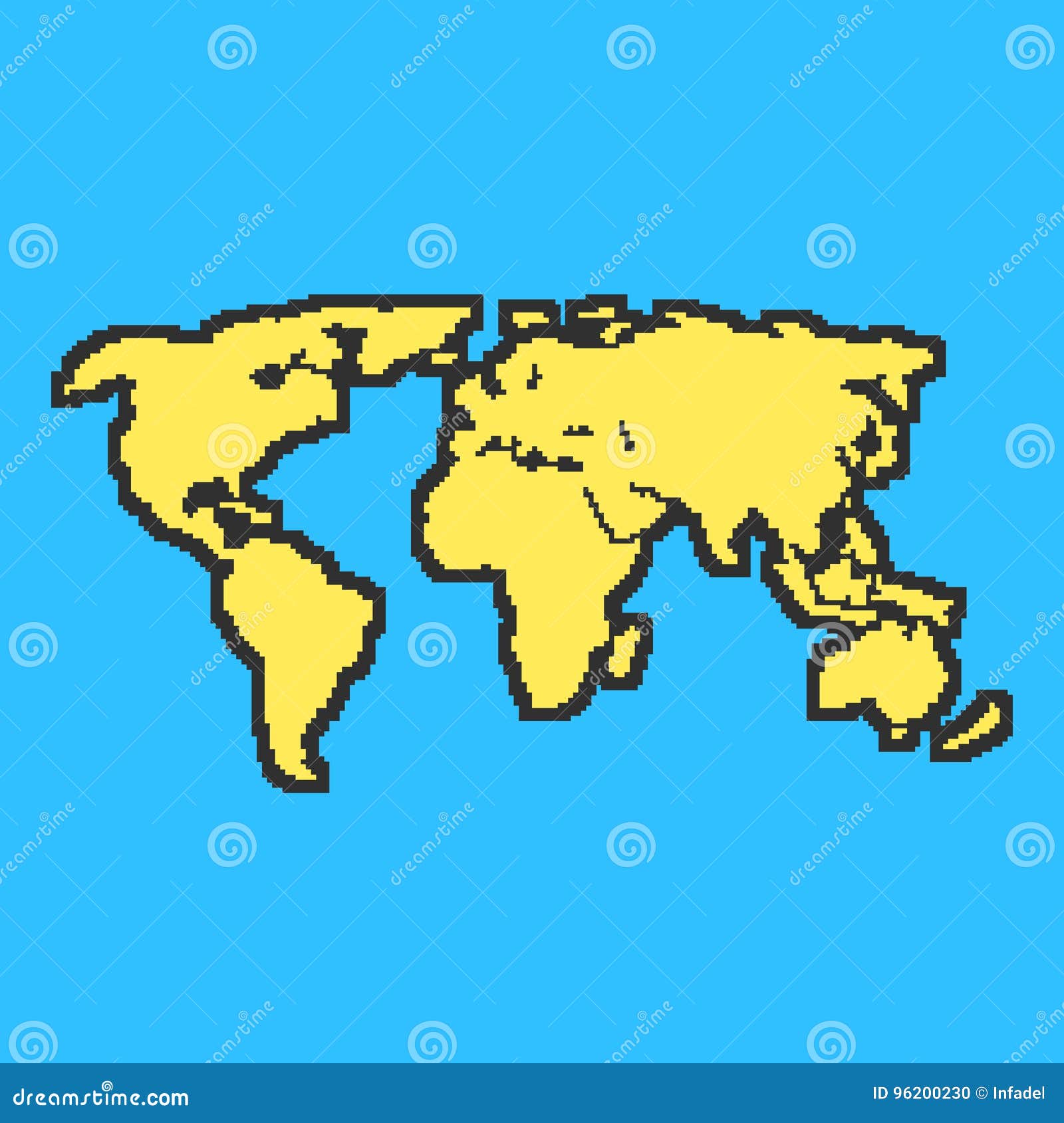 Yellow and Blue Map with Black Contour Stock Vector - Illustration of ...