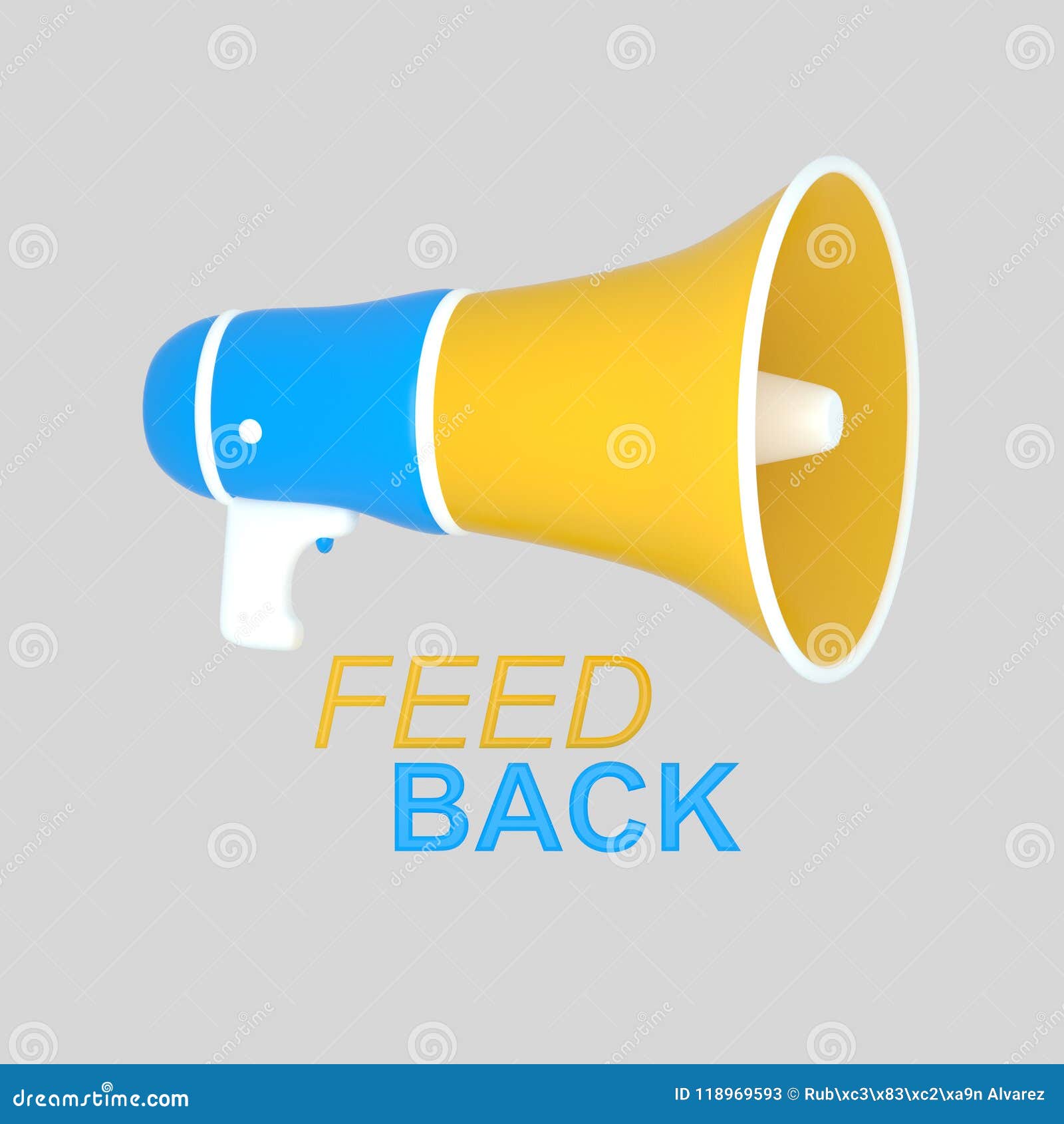 Yellow and Blue Megaphone.3D Illustration. Stock Illustration ...