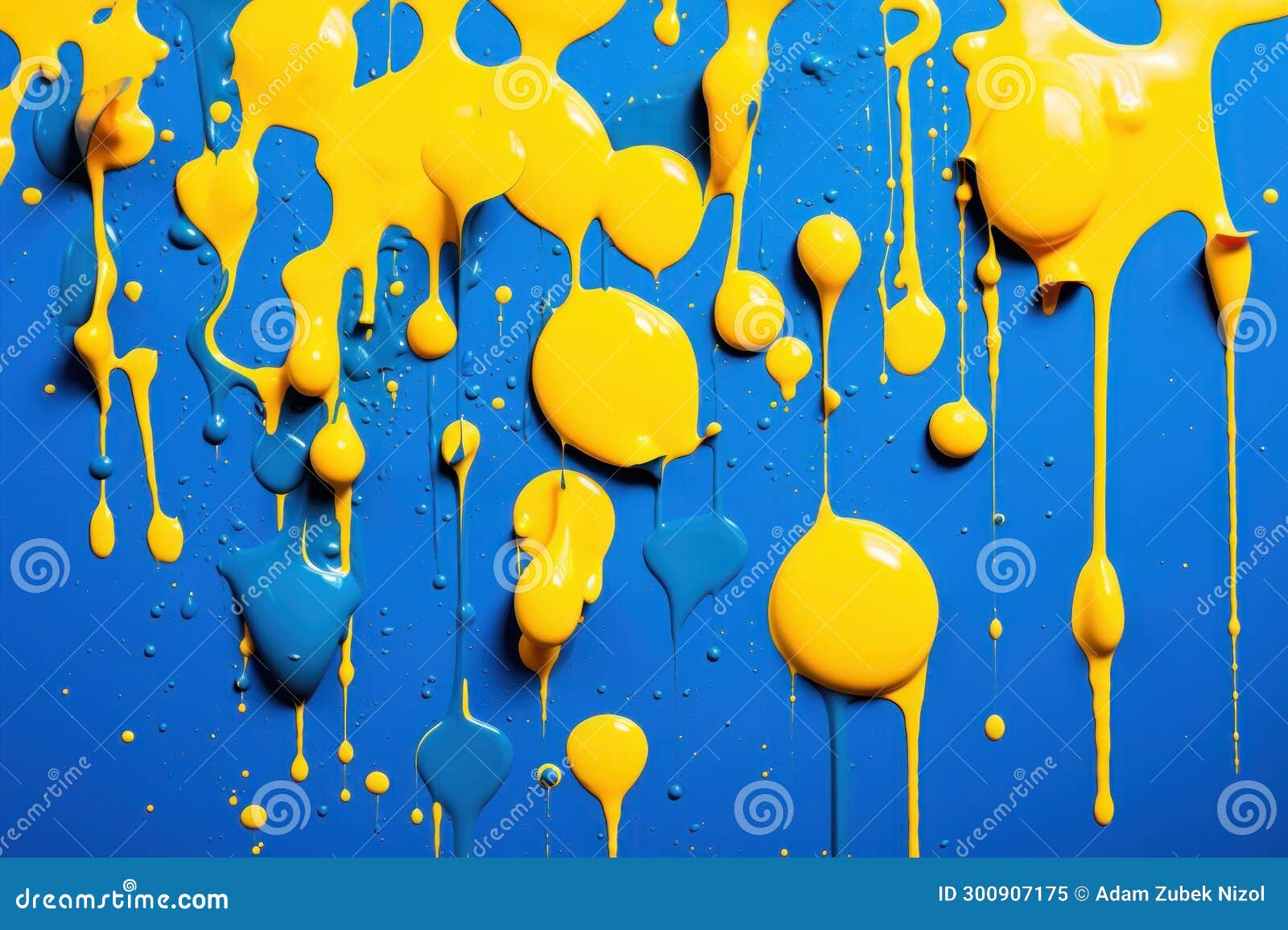 Yellow and Blue Paint Dripping Stock Illustration - Illustration of ...