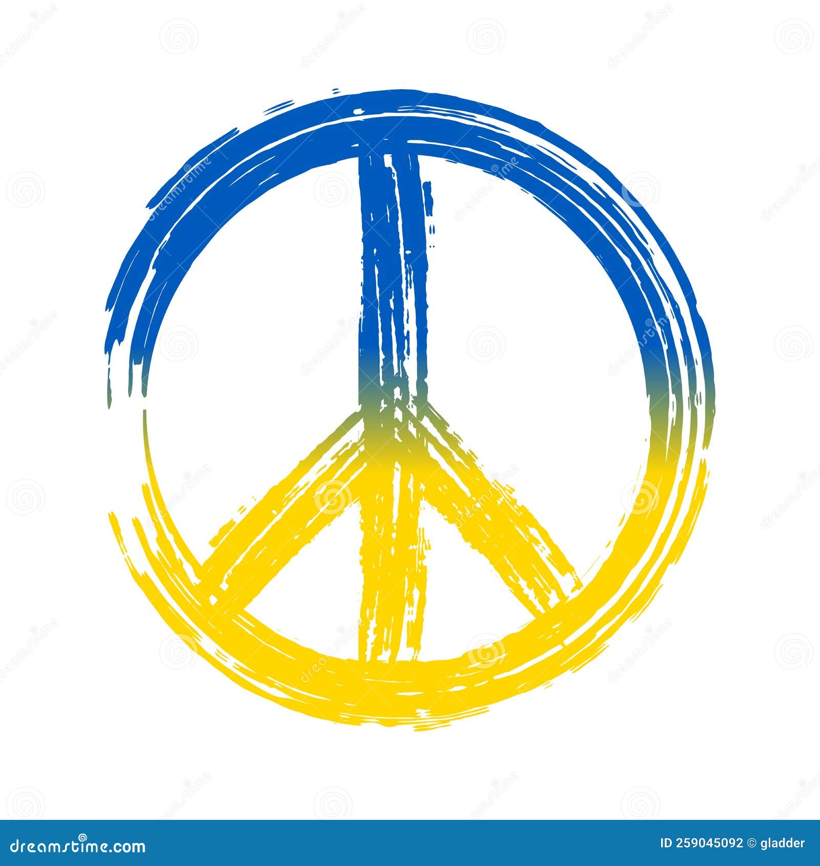 Yellow Blue Peace Symbol Painted with Brush, Vector Stock Vector ...