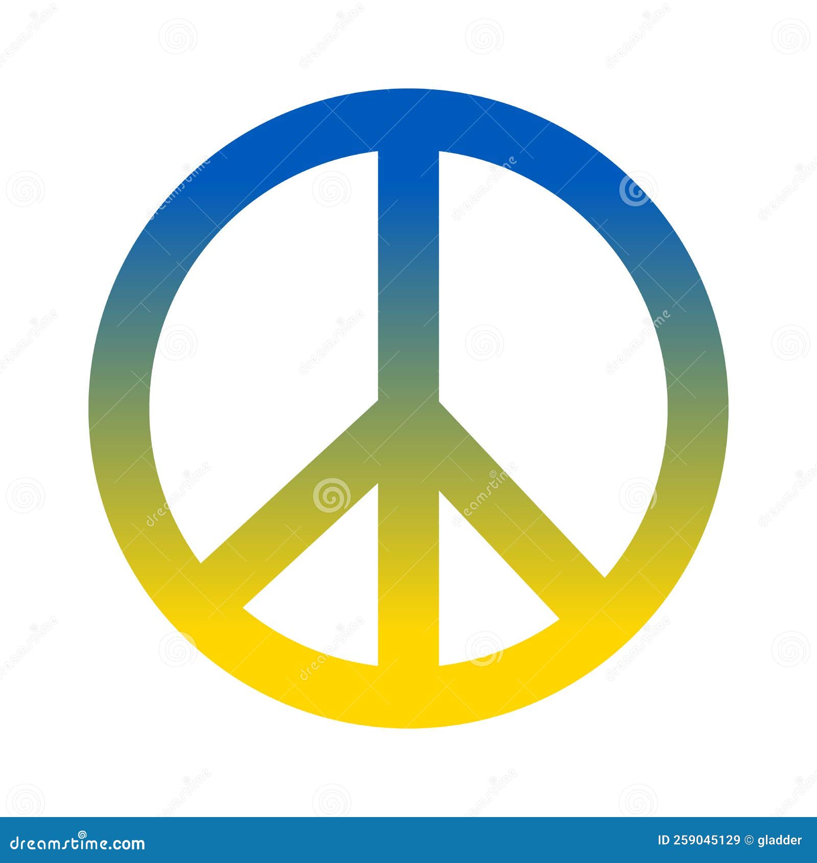 Yellow Blue Peace Symbol Thick Line, Vector Stock Vector - Illustration ...