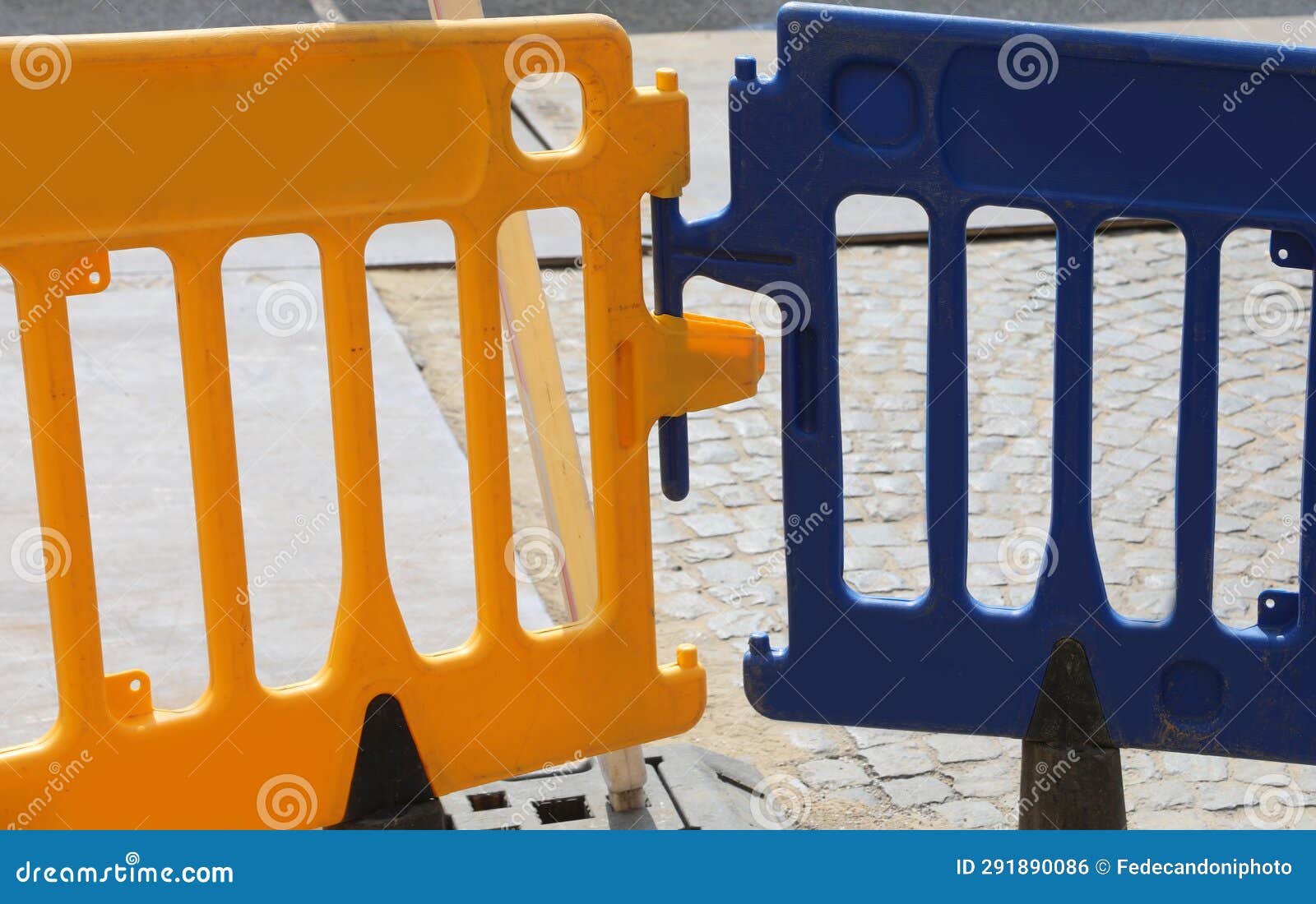 Yellow and Blue Plastic Barriers Like those of the Ukrainian Flag Stock ...