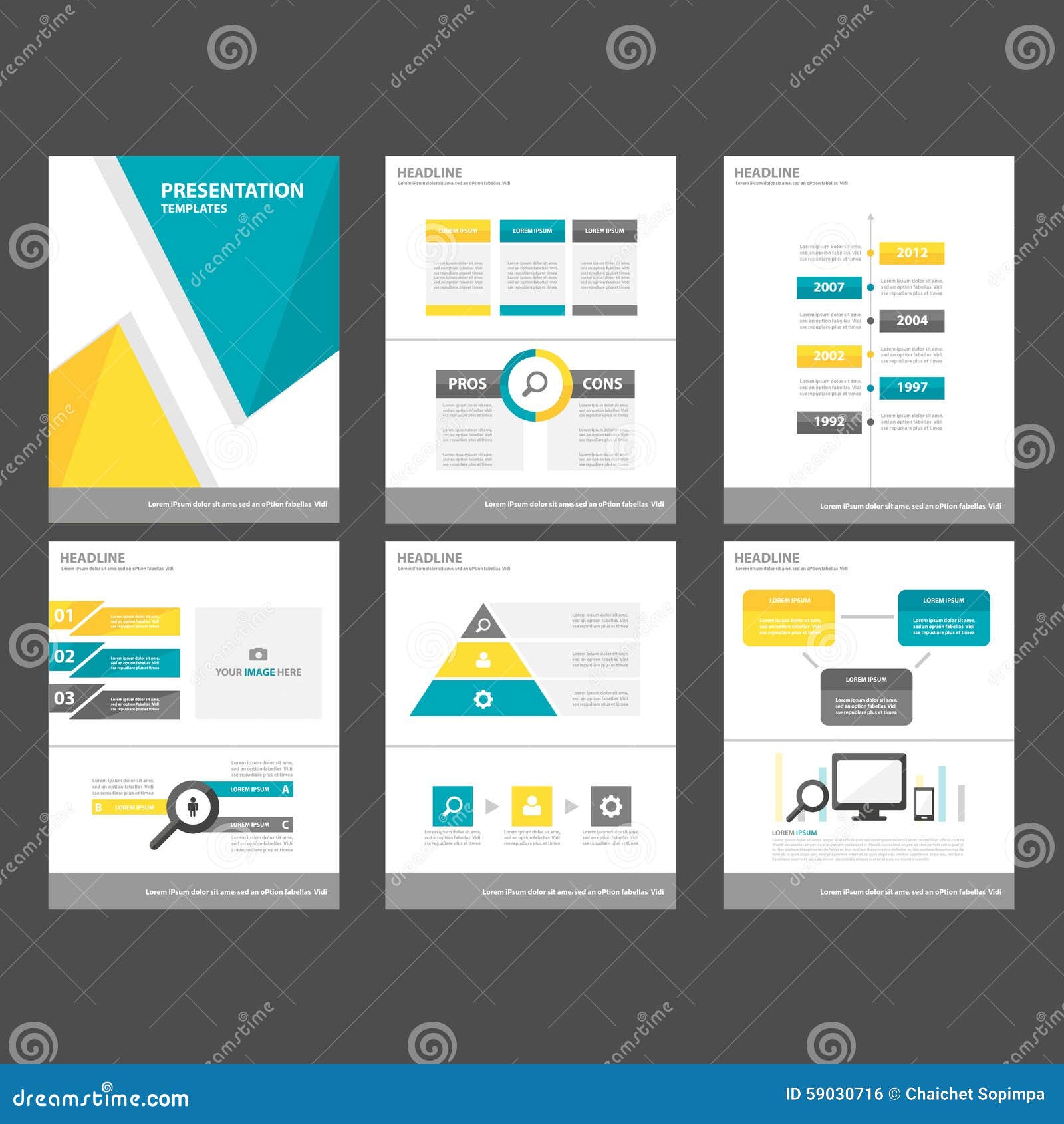Yellow BLue Polygon Infographic Element and Icon Presentation Templates ...