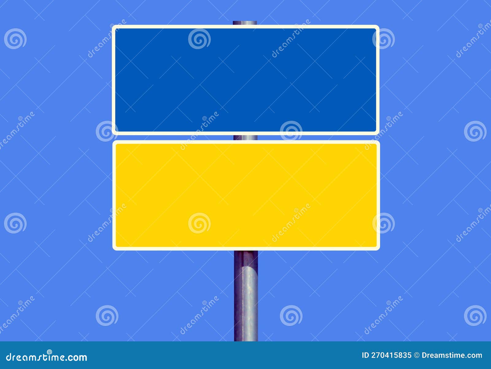 Yellow and Blue Rectangular Metal Highway Signs. Blank Billboard Ad ...