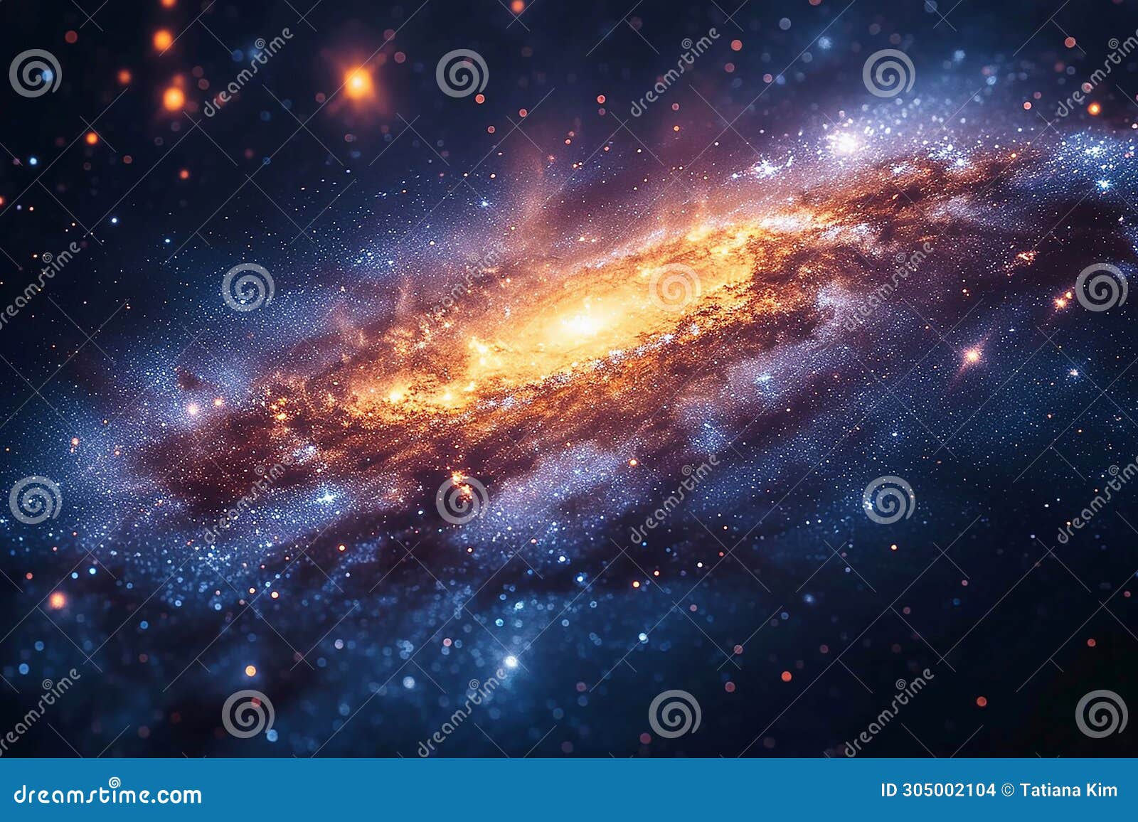 Yellow and Blue Spiral Galaxy Clusters in Space. Stock Photo - Image of ...