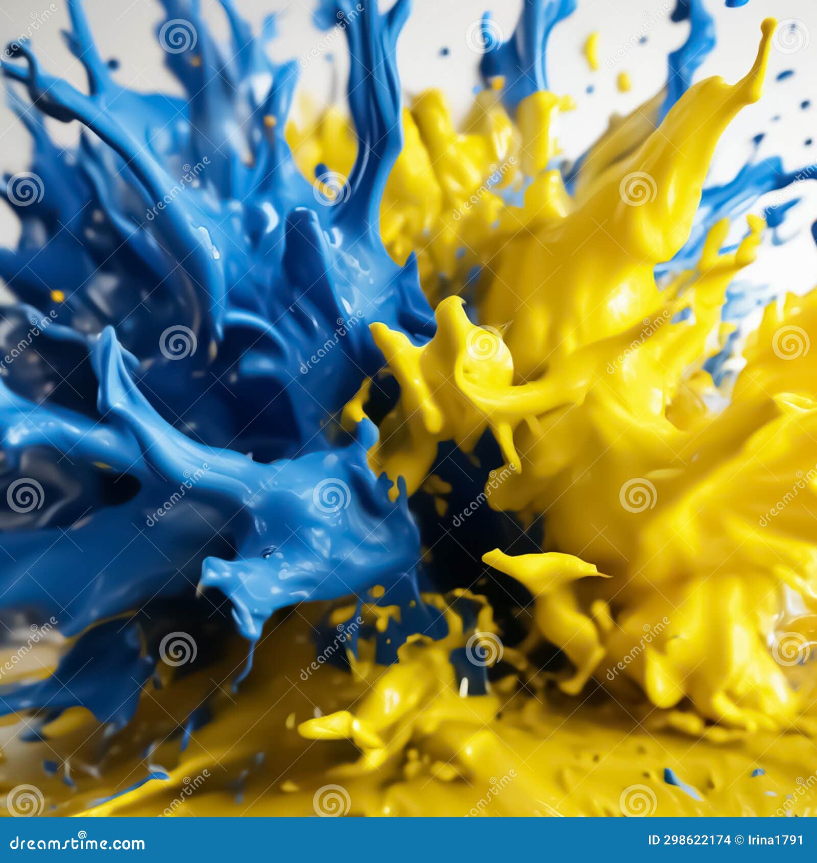Yellow and Blue Splashes of Paint Flying in Different Directions ...