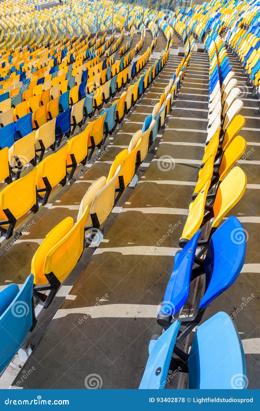 Yellow and Blue Stadium Seats on Soccer Stadium Stock Photo - Image of ...