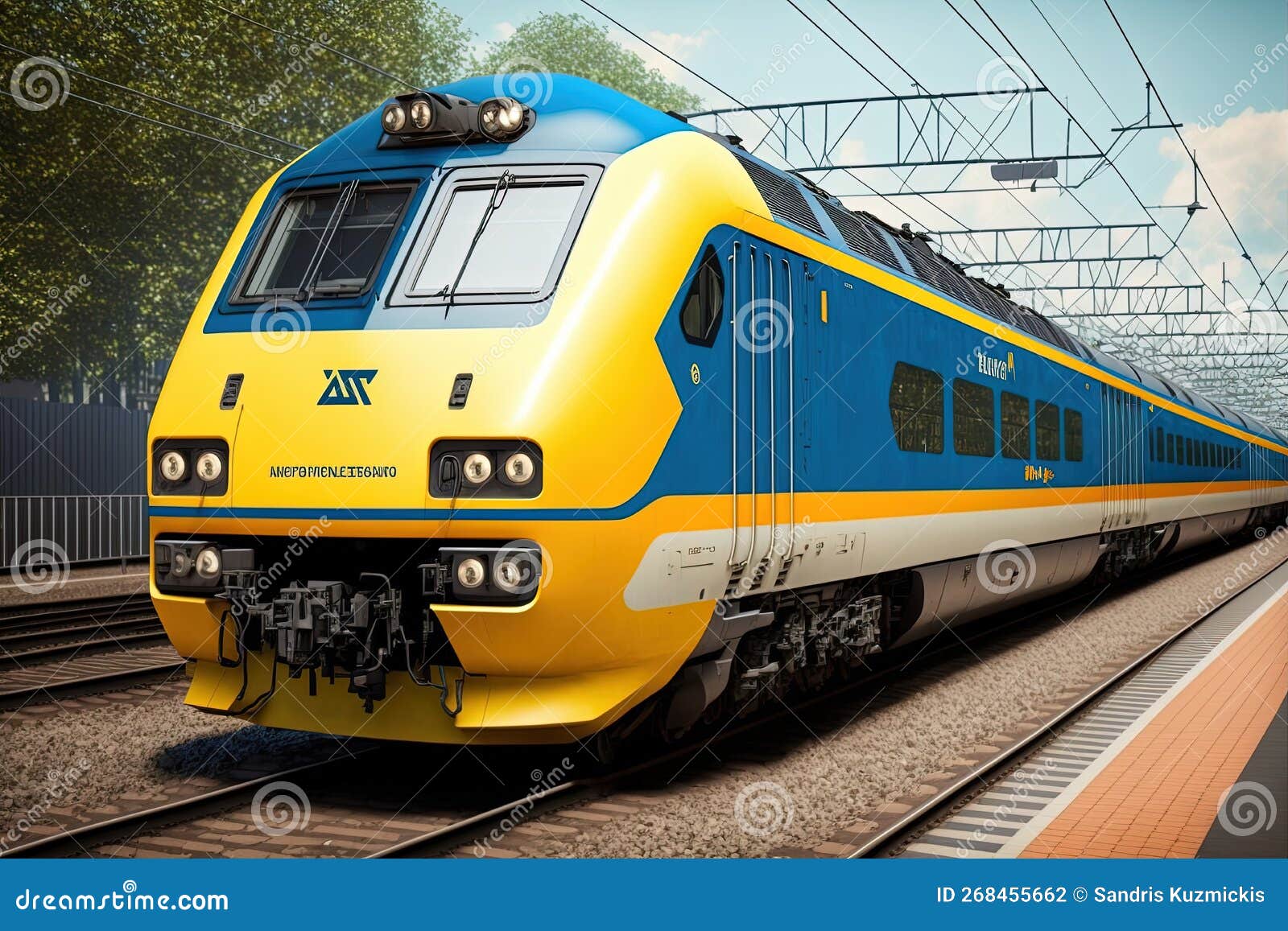 Yellow and Blue Train. Generative AI Stock Illustration - Illustration ...