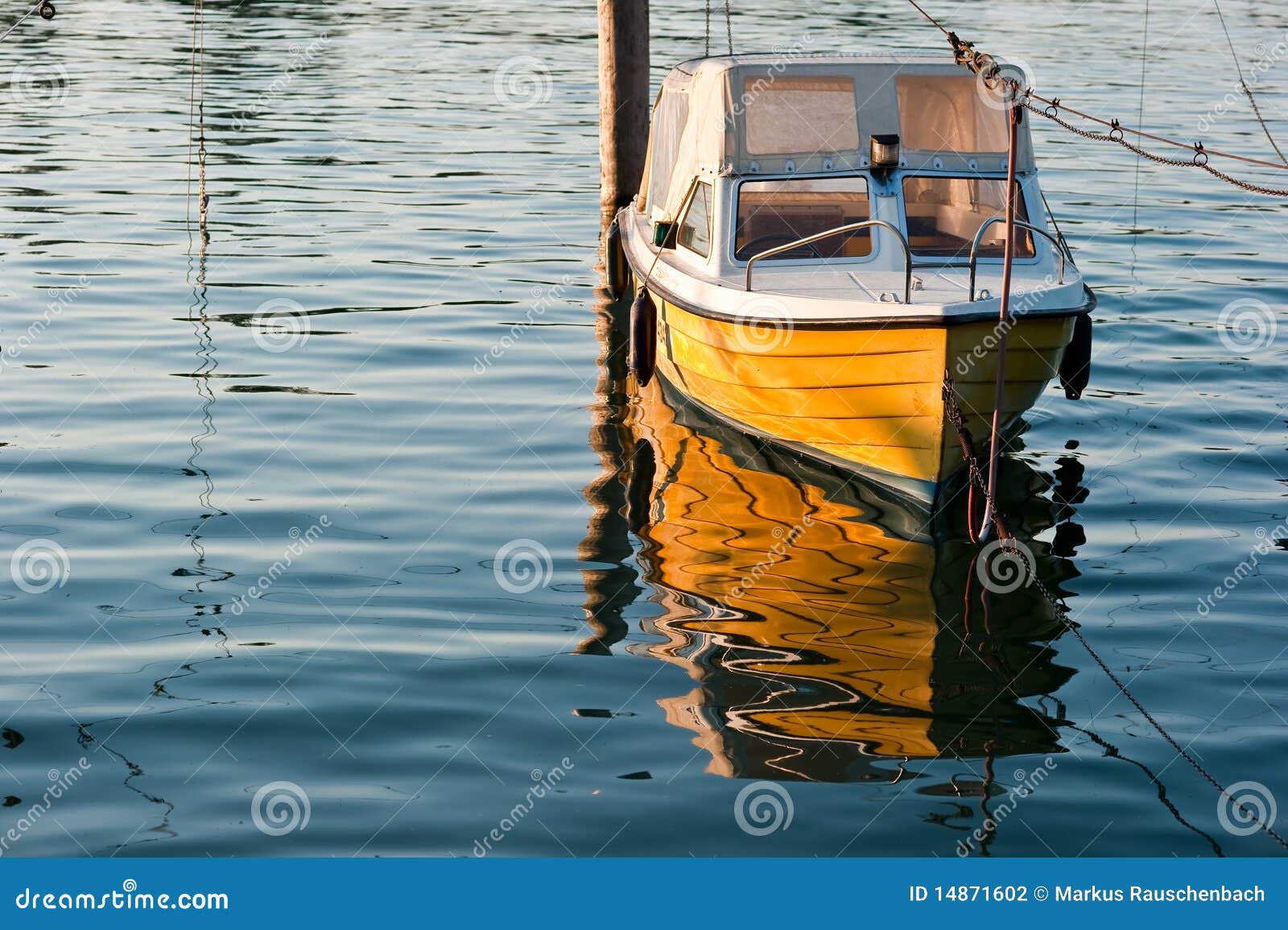 Yellow boat stock photo. Image of water, blue, summer - 14871602