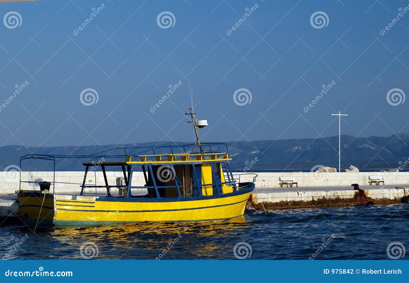 Yellow boat stock photo. Image of island, docked, hvar - 975842