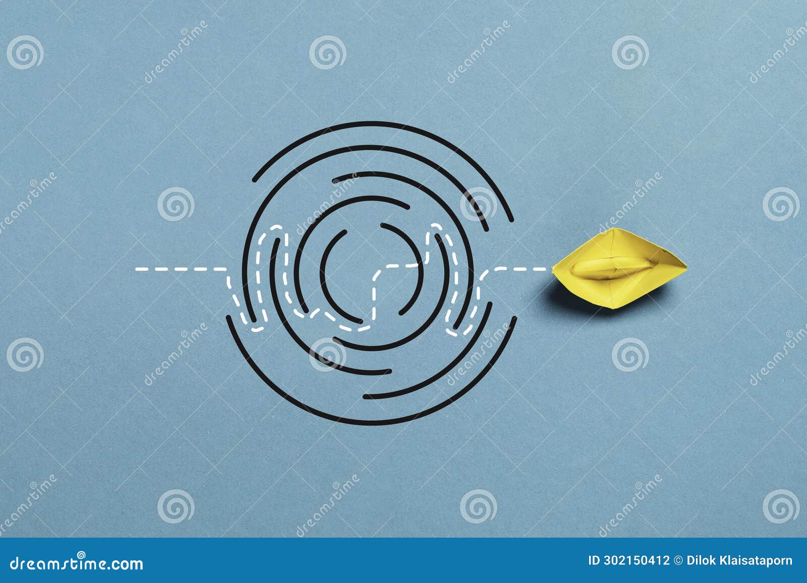 Yellow Boat Sailing Out from Maze Problem for Creative Idea and Problem ...