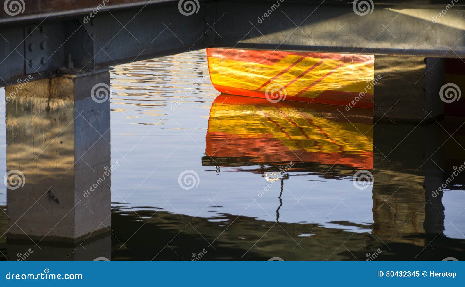 Yellow Boat Surface Reflection Stock Image - Image of surface, color ...
