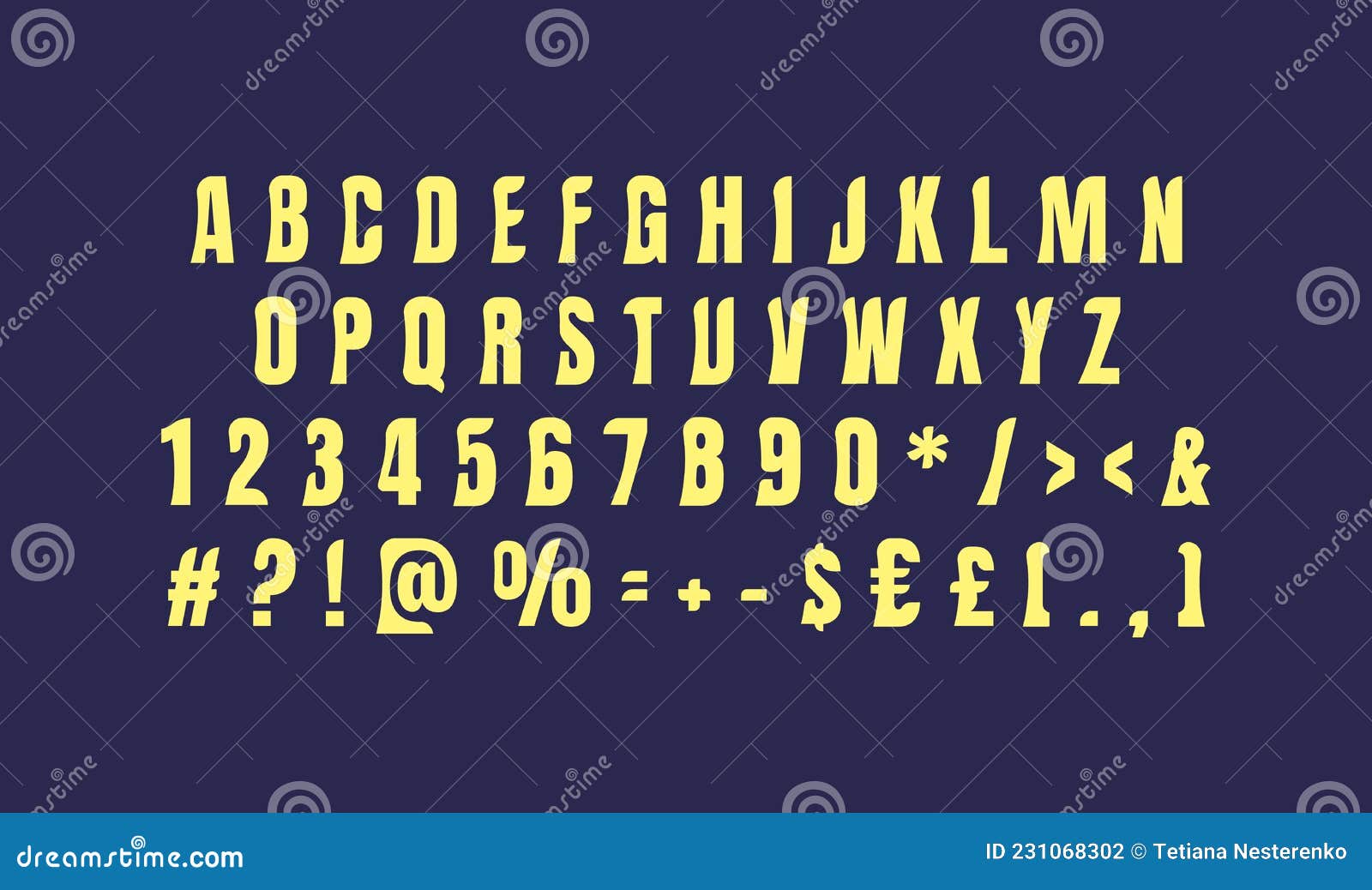 Yellow Bold Neon Font Set. Collection Of Vector Letters Numerals Signs ...