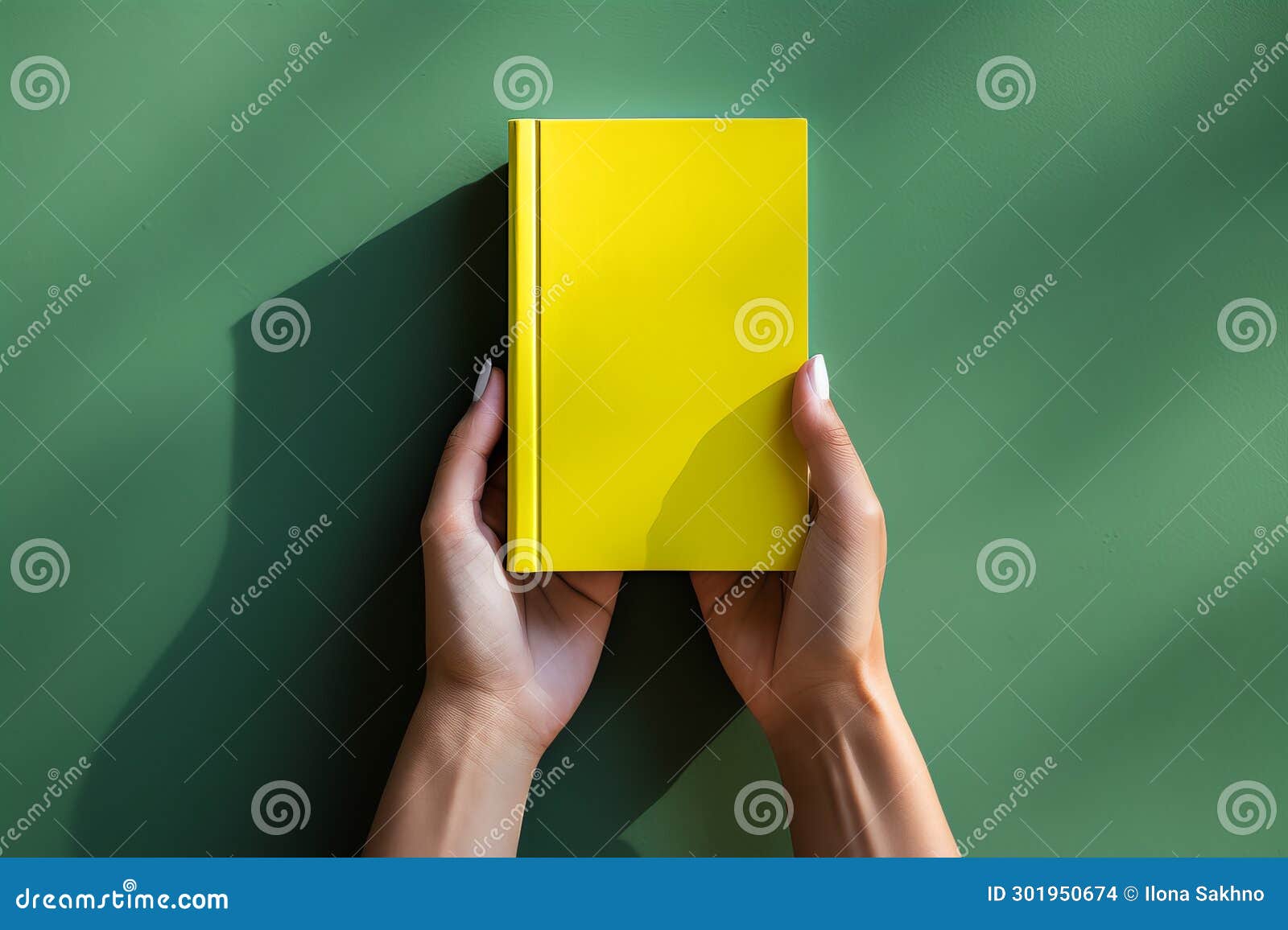 Yellow Book Cover Mockup in Hands Stock Illustration - Illustration of ...