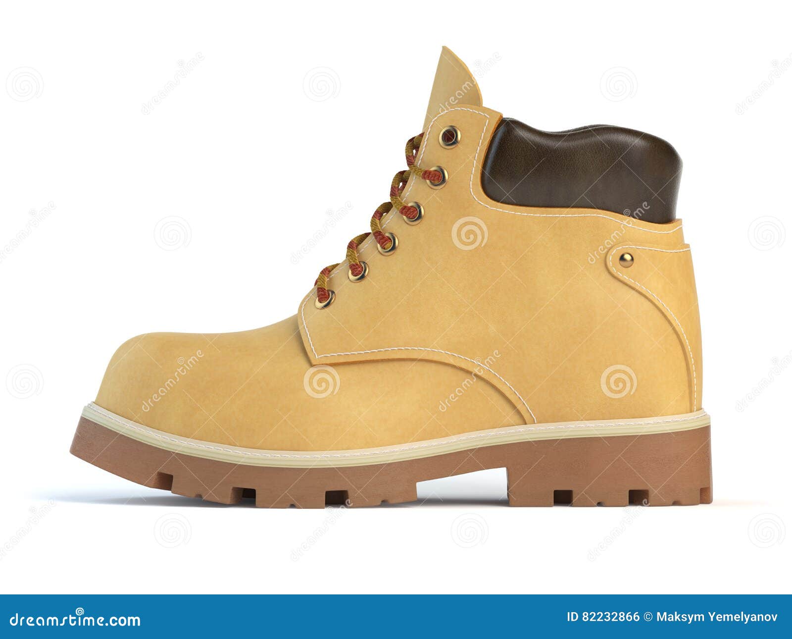 Yellow Boot Isolated on White Background. Stock Illustration ...