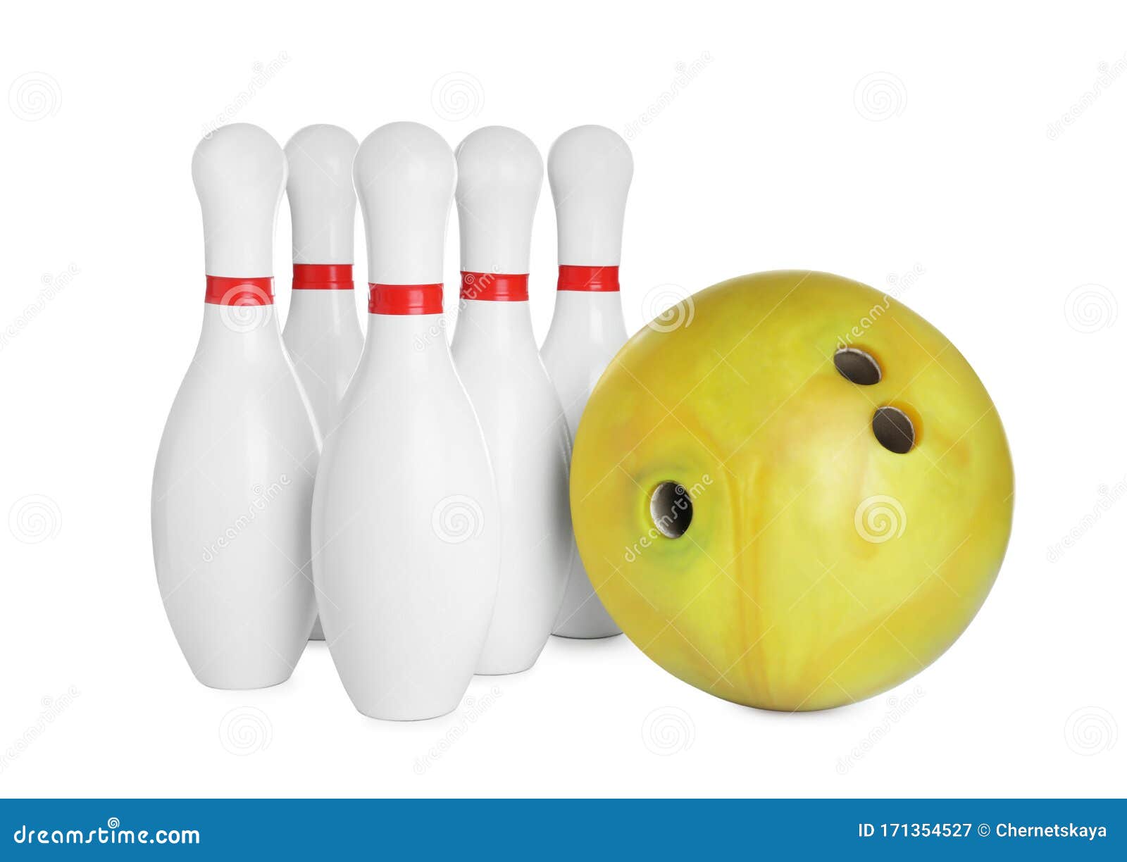 Yellow Bowling Ball and Pins Isolated Stock Image - Image of bowler ...