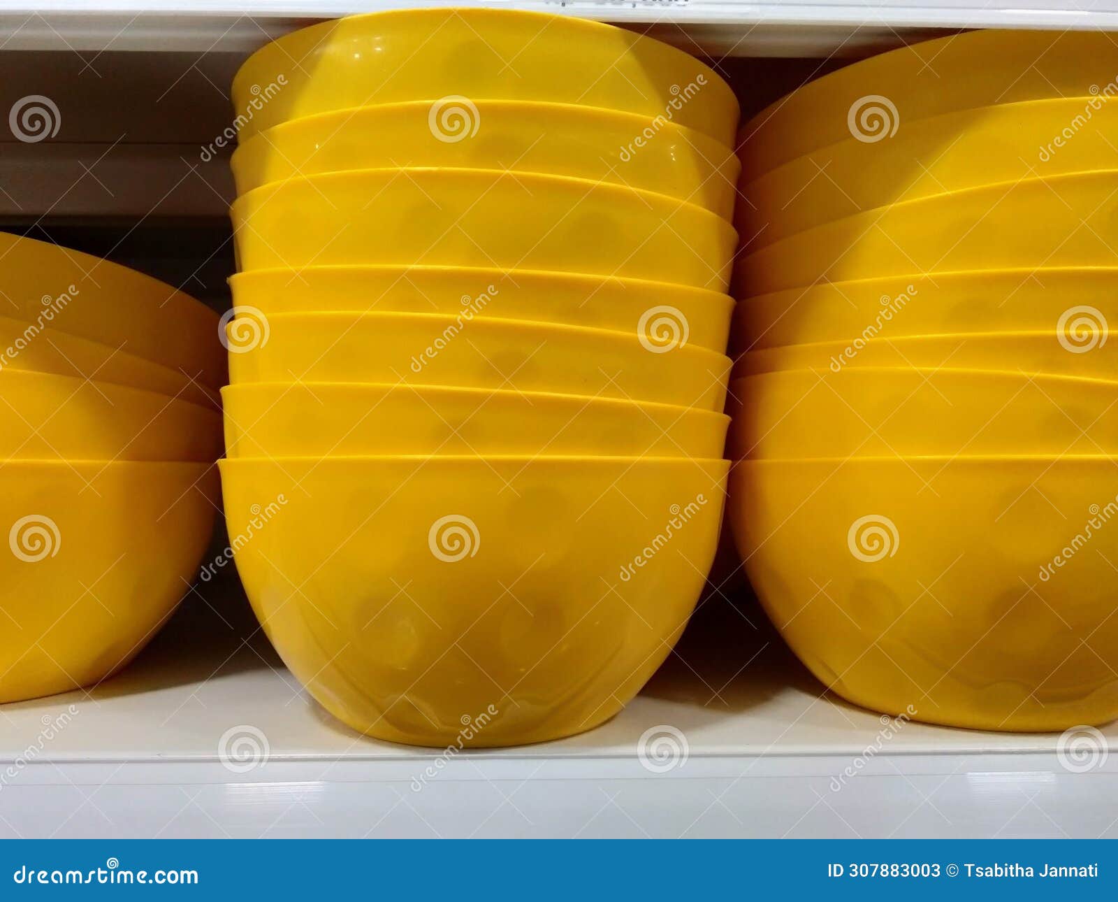 Yellow Bowls Display on the Shelf Stock Image - Image of collection ...