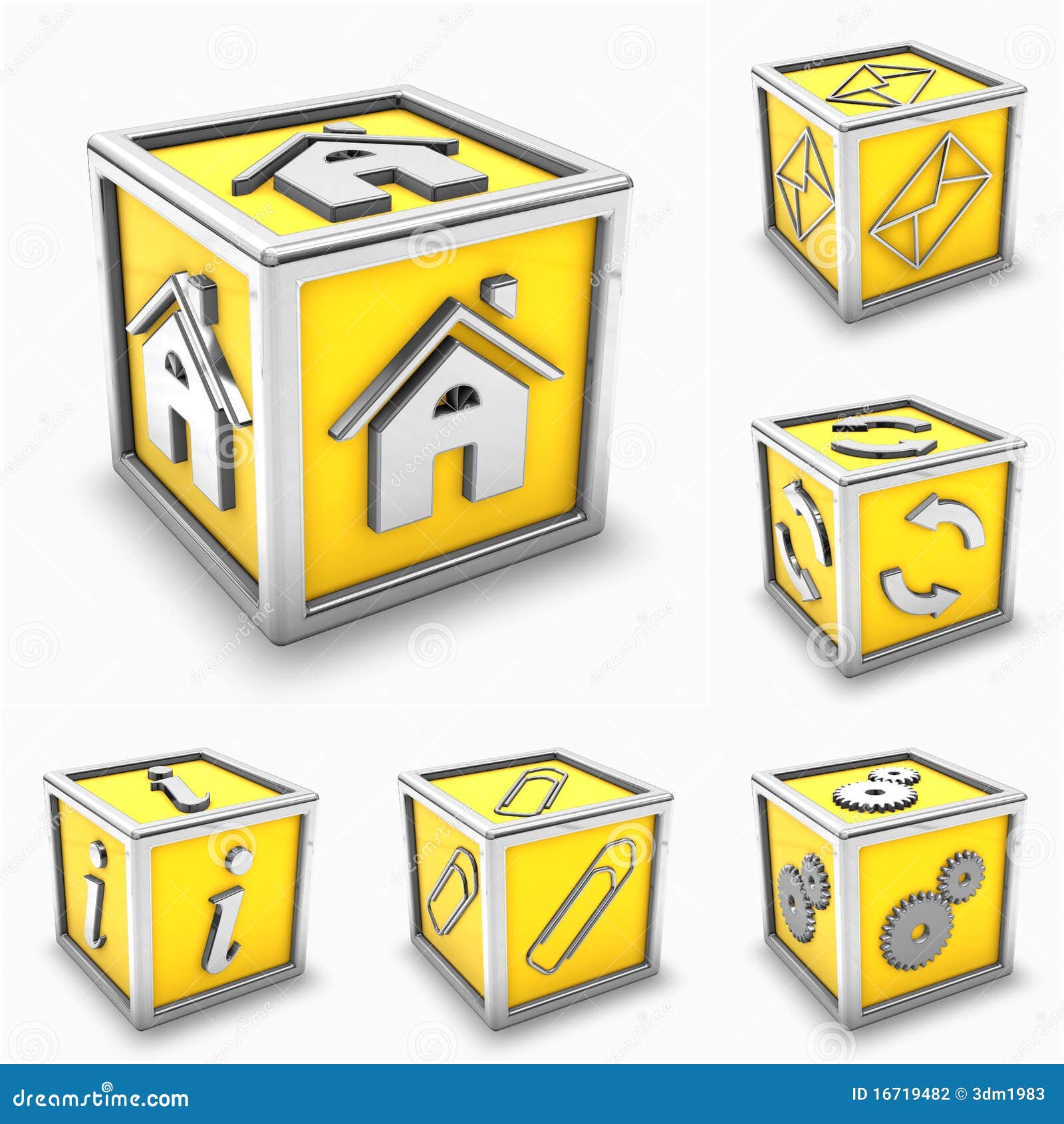Yellow box icon set stock illustration. Illustration of business - 16719482