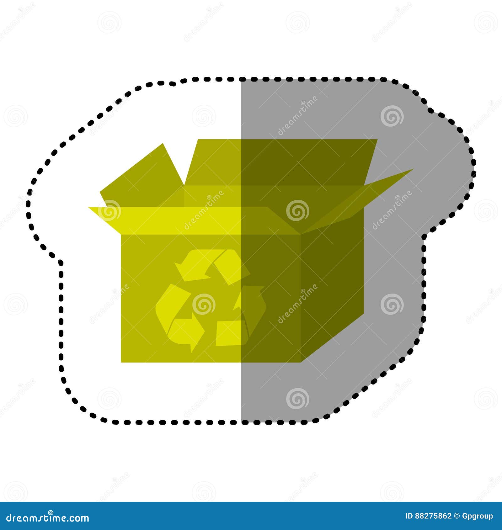Yellow Box Open with Recycle Symbol Icon Stock Illustration ...