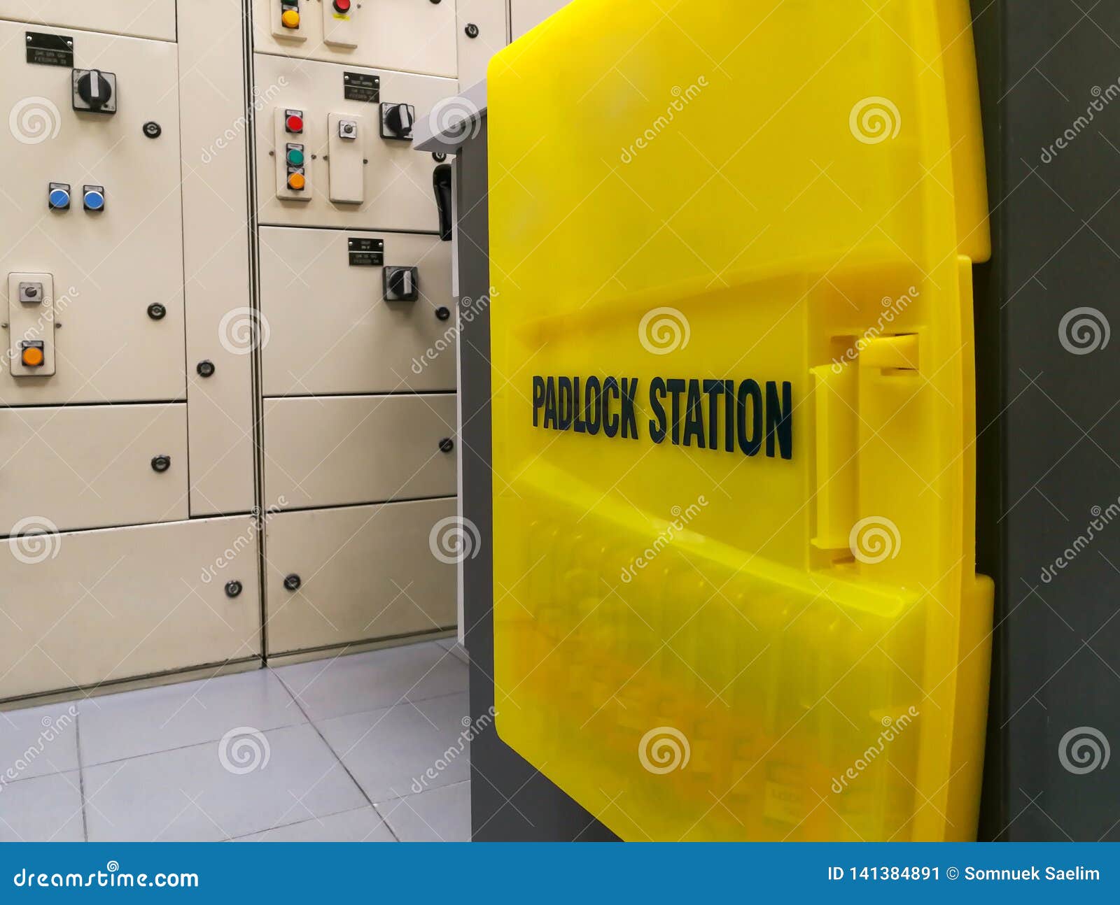 Theâ€‹ Yellow of Box Red Key Lock and Tag for Process Cut Off ...