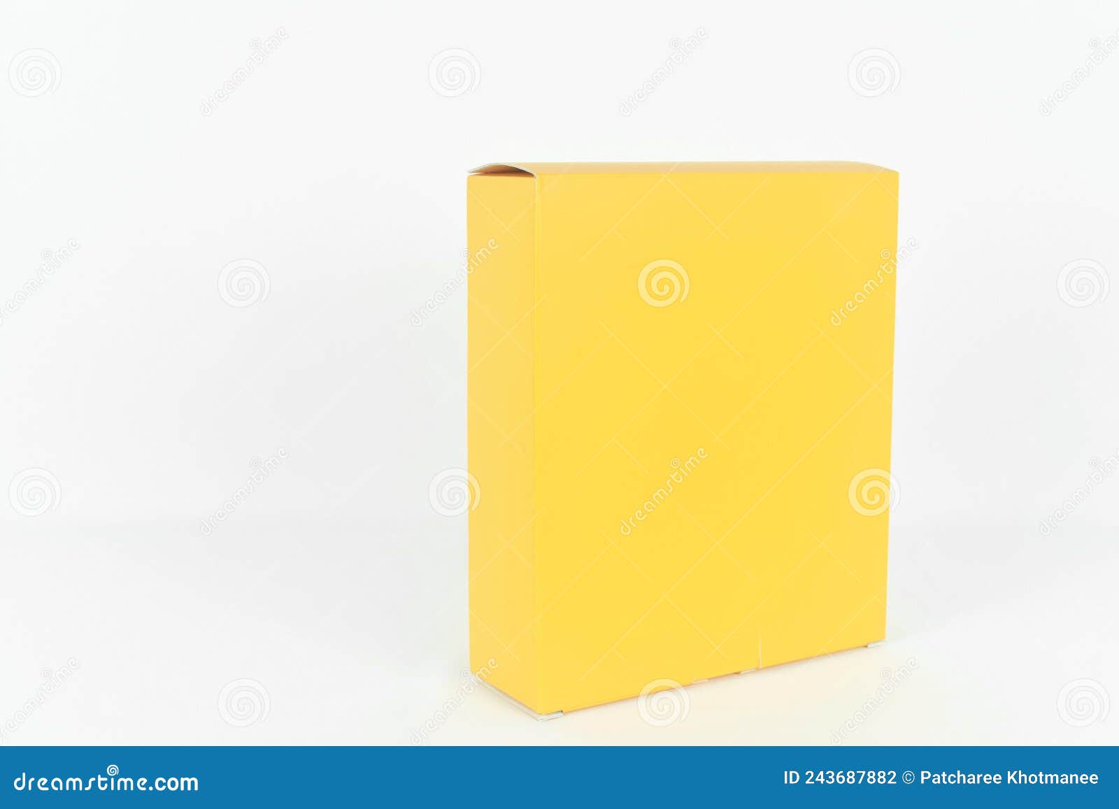 Yellow Box Tall Shape Product Packaging in Side View and Front View for ...