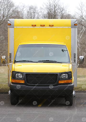 Yellow Box Truck stock image. Image of highway, truck, trucking - 694743