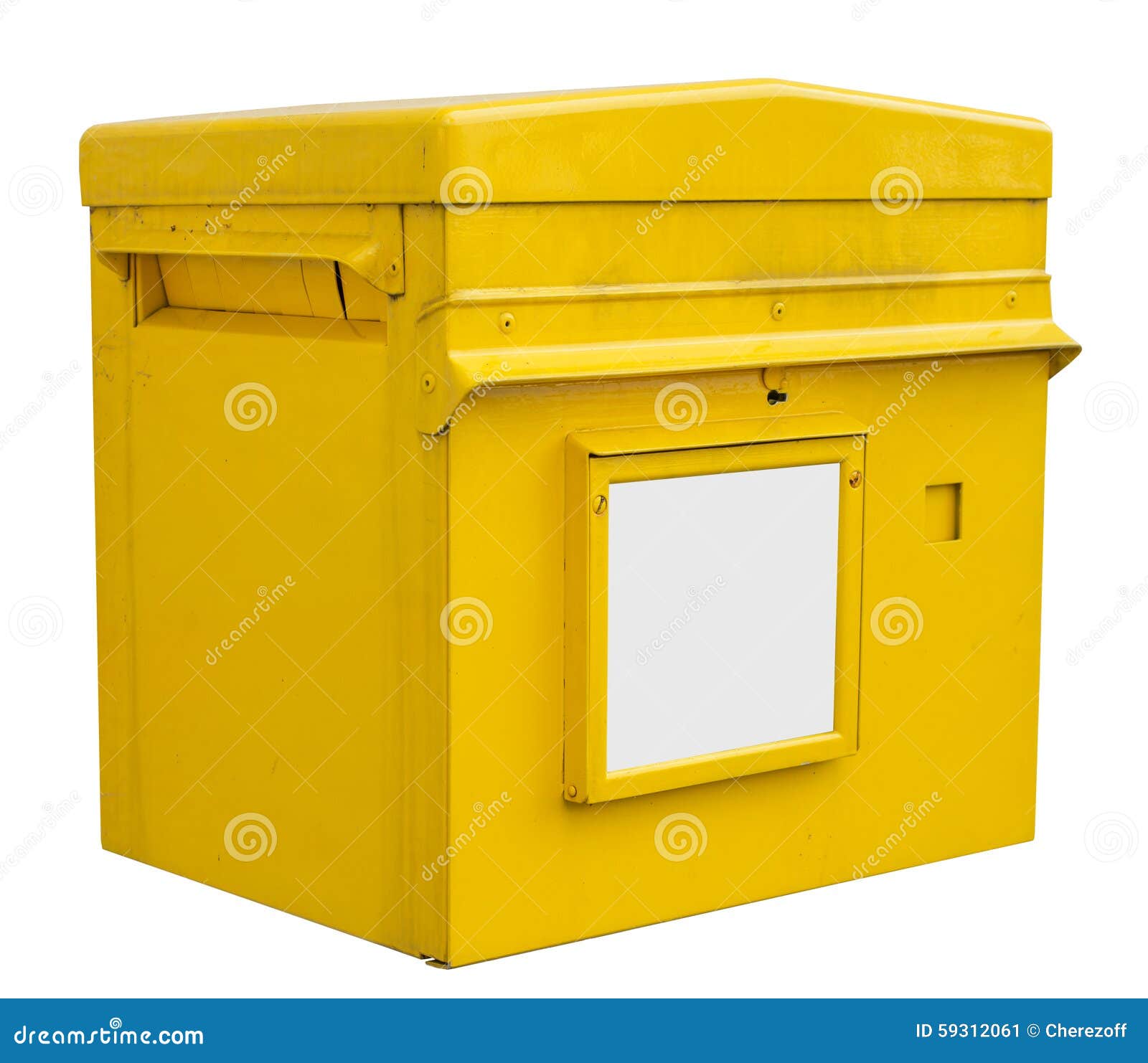 Yellow Box on White, Close Up View Stock Image - Image of steel, blank ...
