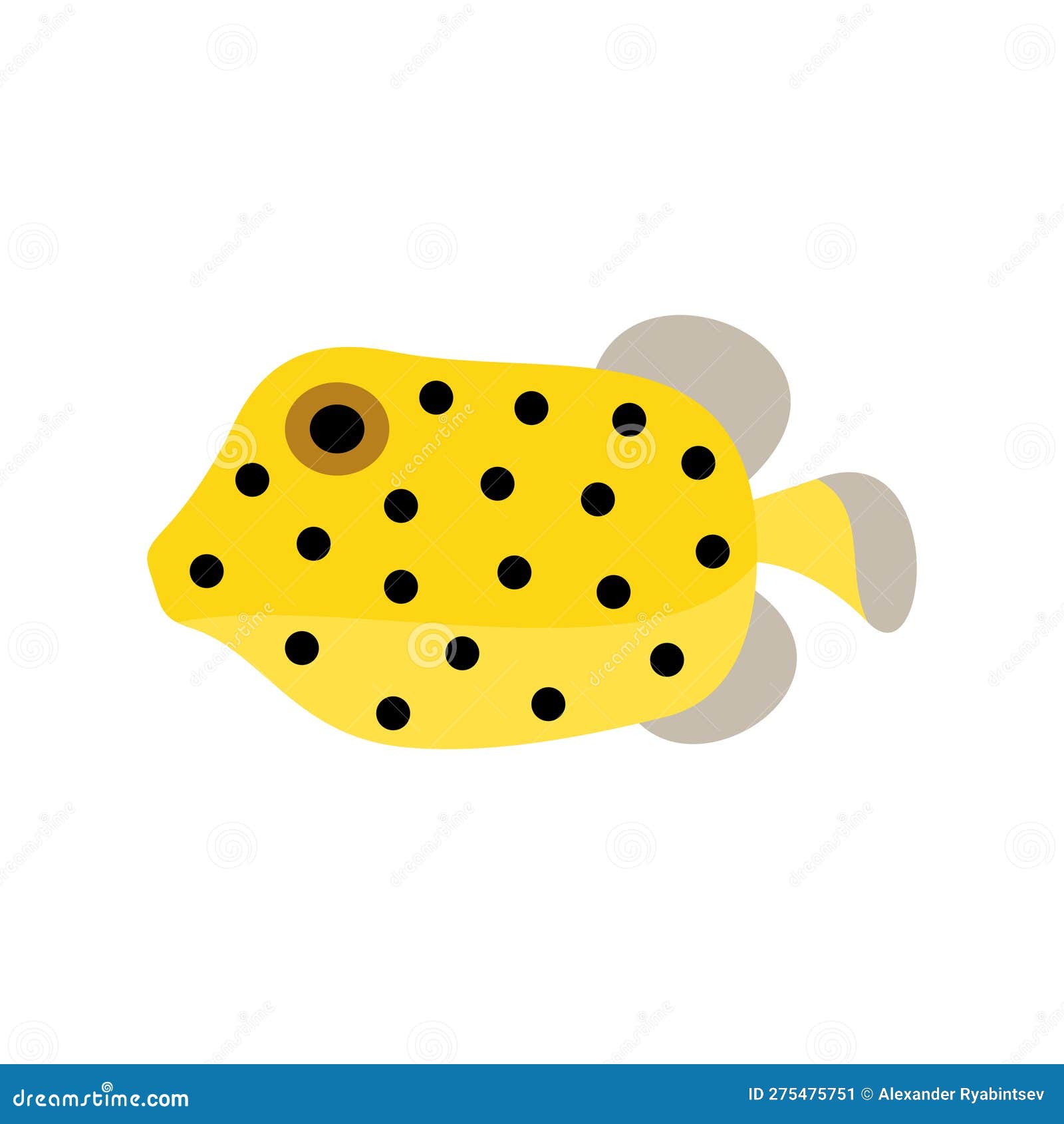 Yellow Boxfish. Aquarium Fish. Flat Style Vector Illustration. Stock ...
