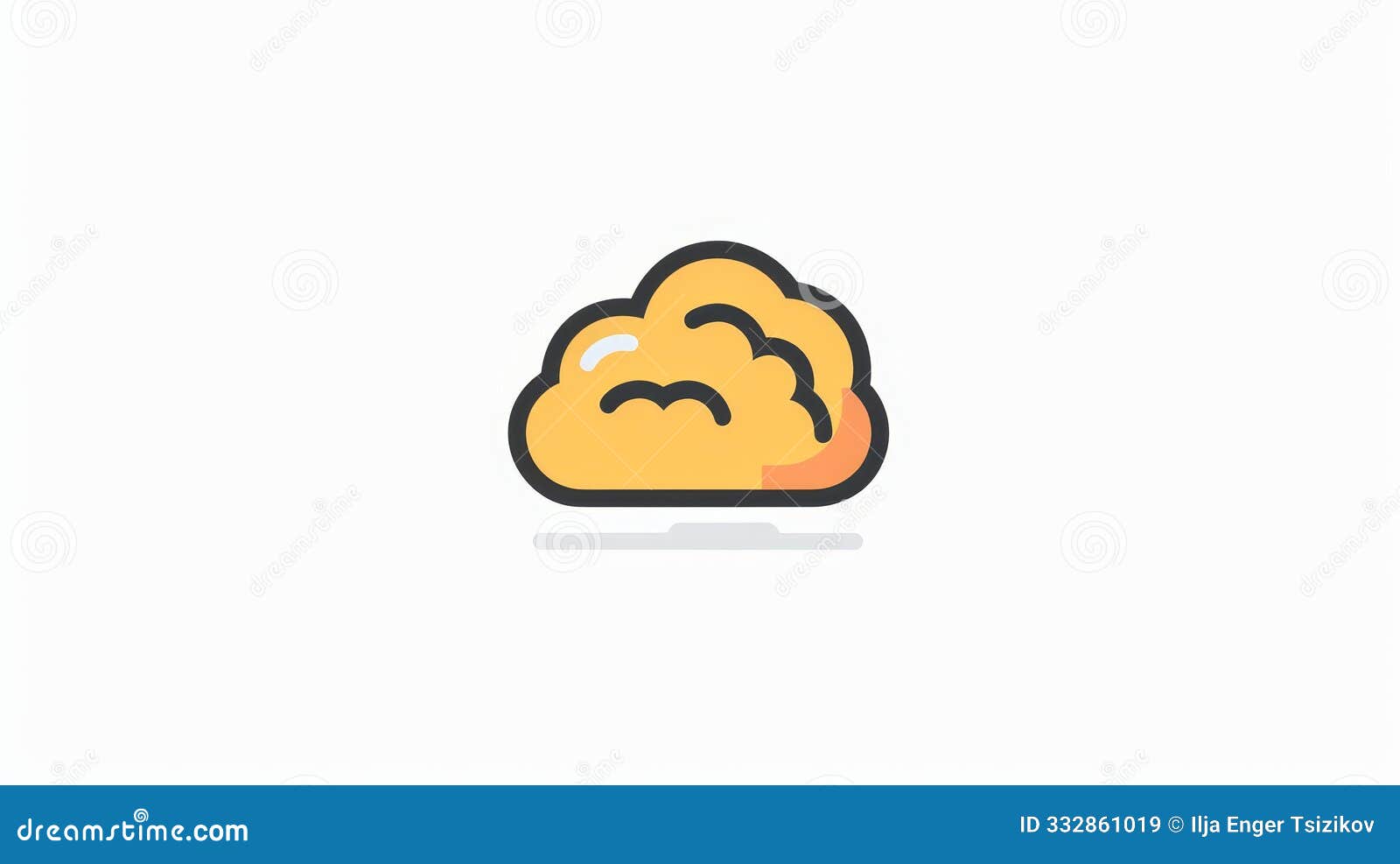 Yellow Brain Cloud Icon a Minimalist Symbol of Intelligence, Storage ...