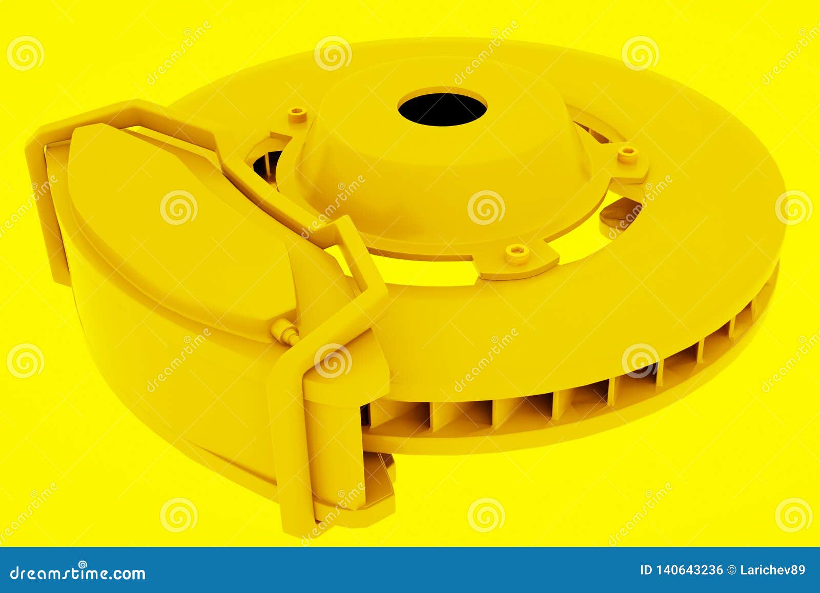 Yellow Brake Disk with Support, 3D Illustration Stock Illustration ...