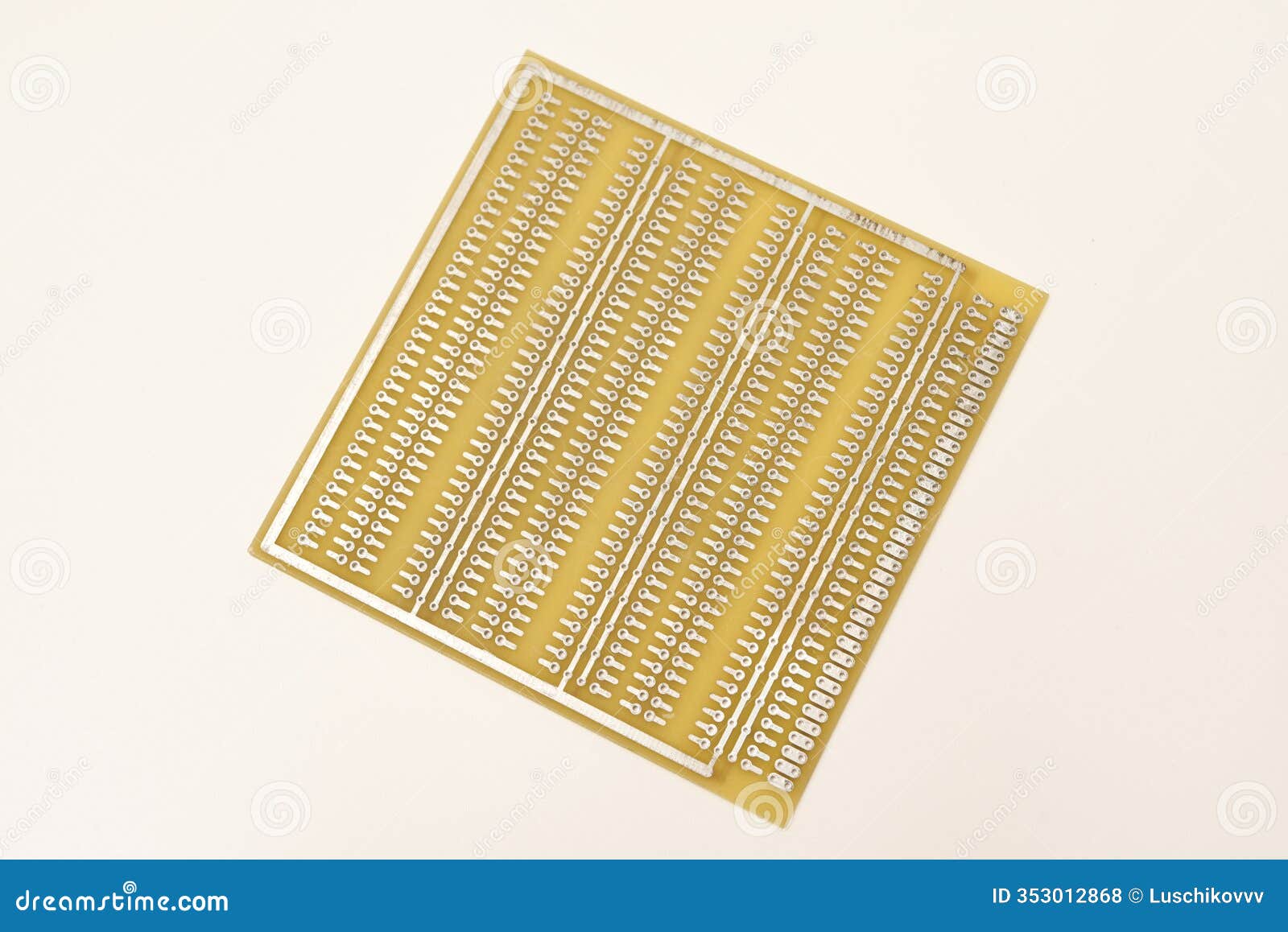 A Yellow Breadboard for Electronics on a White Background. Printed ...
